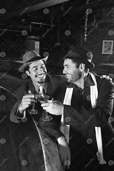 Retro Males Sitting at Bar. Stock Photo - Image of indoors, vintage ...