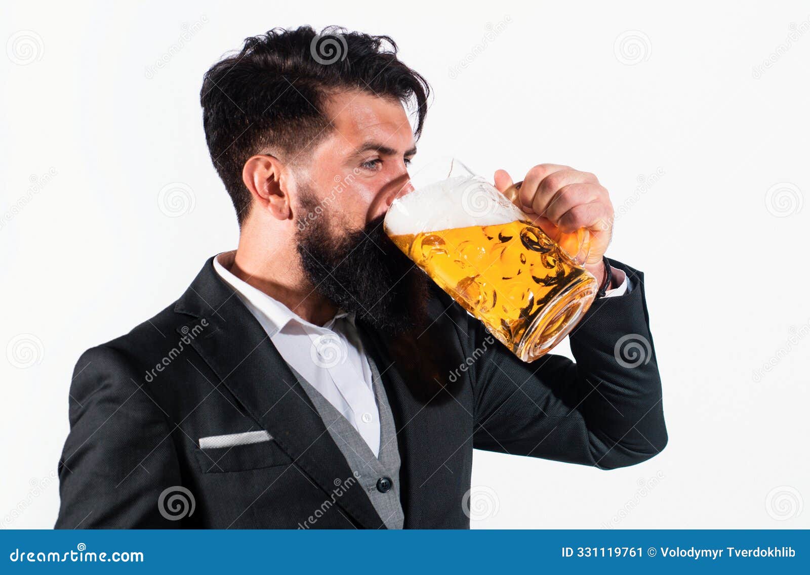 Retro Man with a Beer, Alcoholic Beverages. Guy Drinking Beer. Stock ...