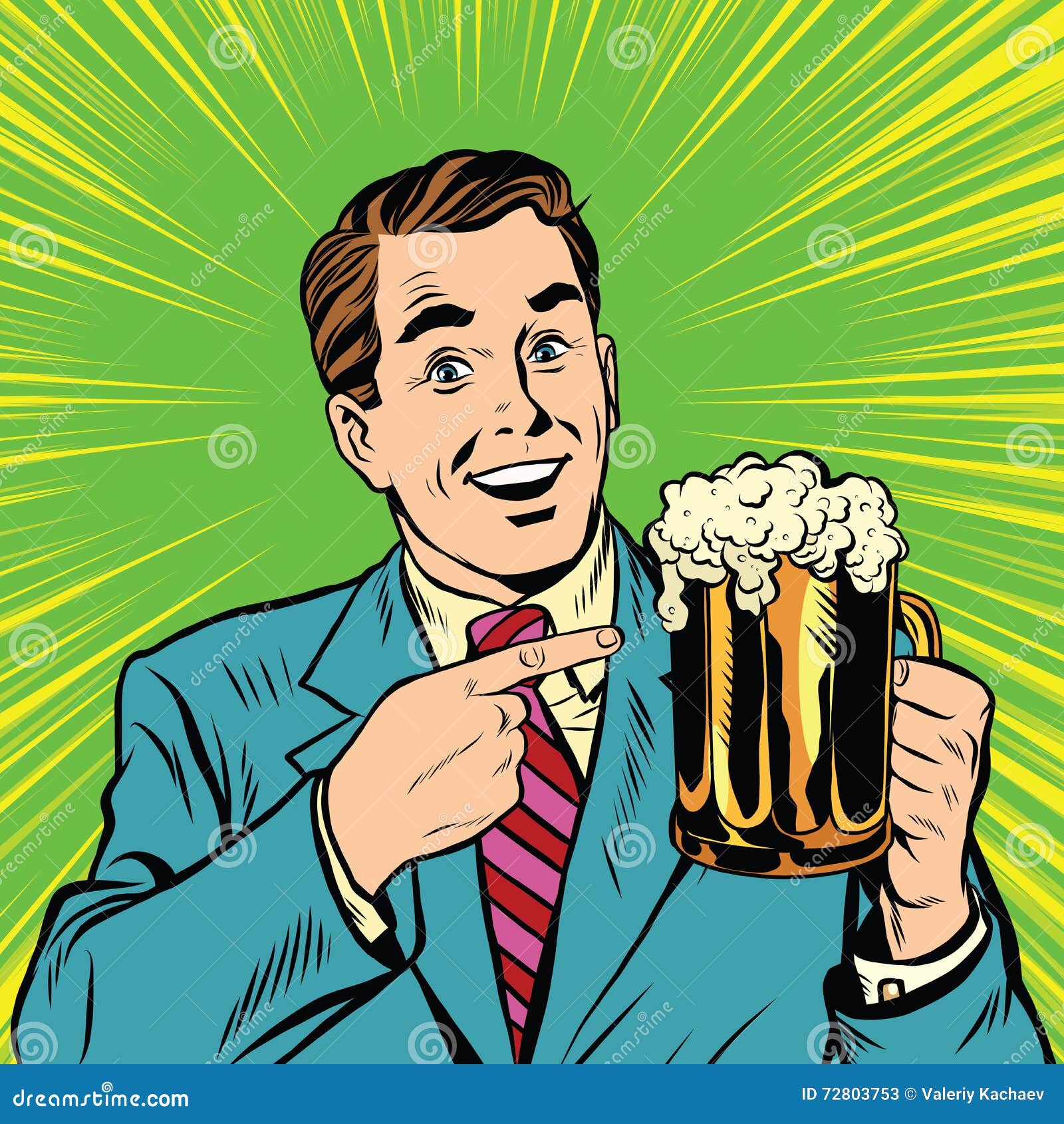 Retro Man with a Beer Pop Art Stock Vector - Illustration of male ...