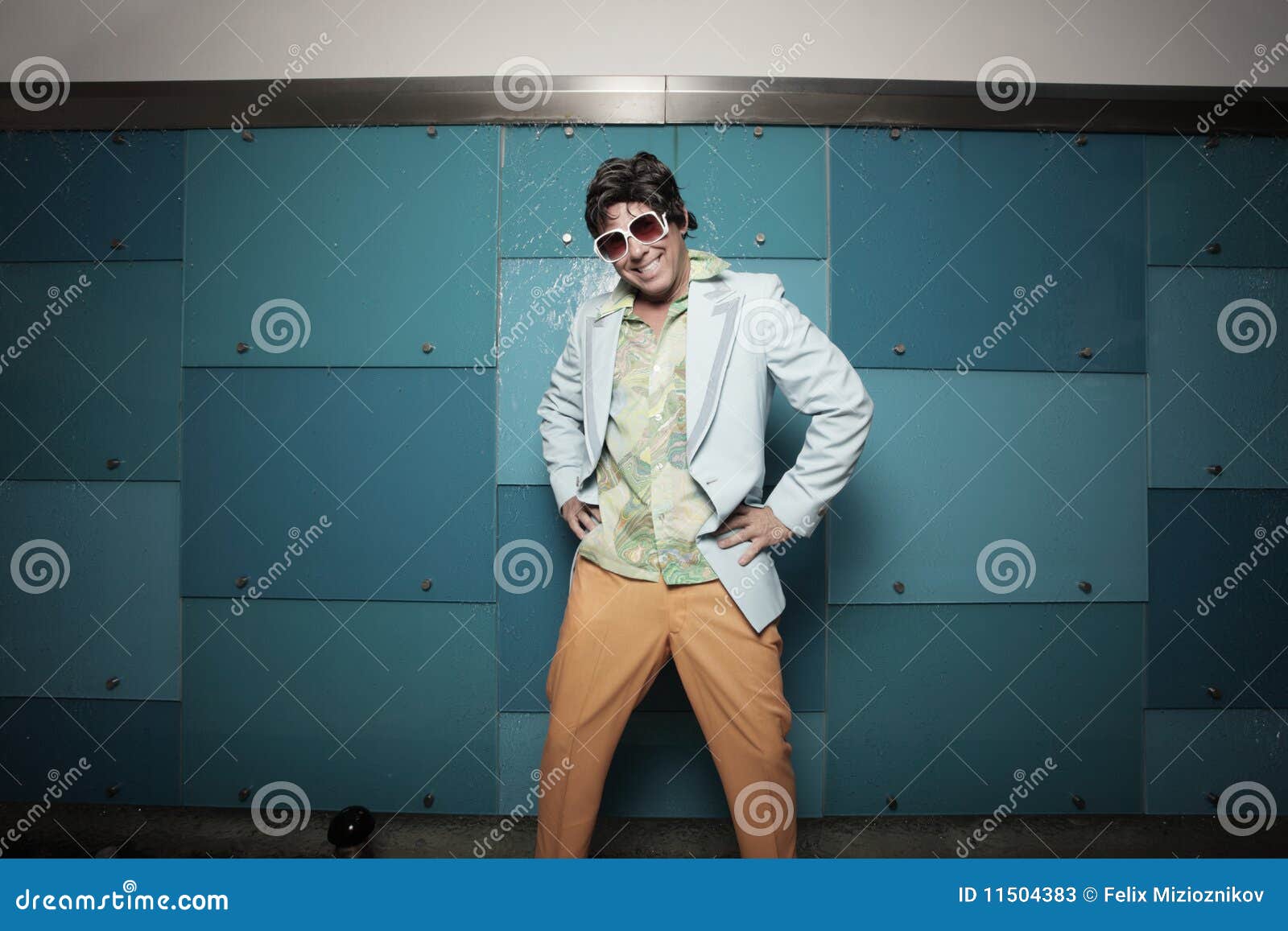 Retro Man on a Blue Background Stock Image - Image of caucasian ...