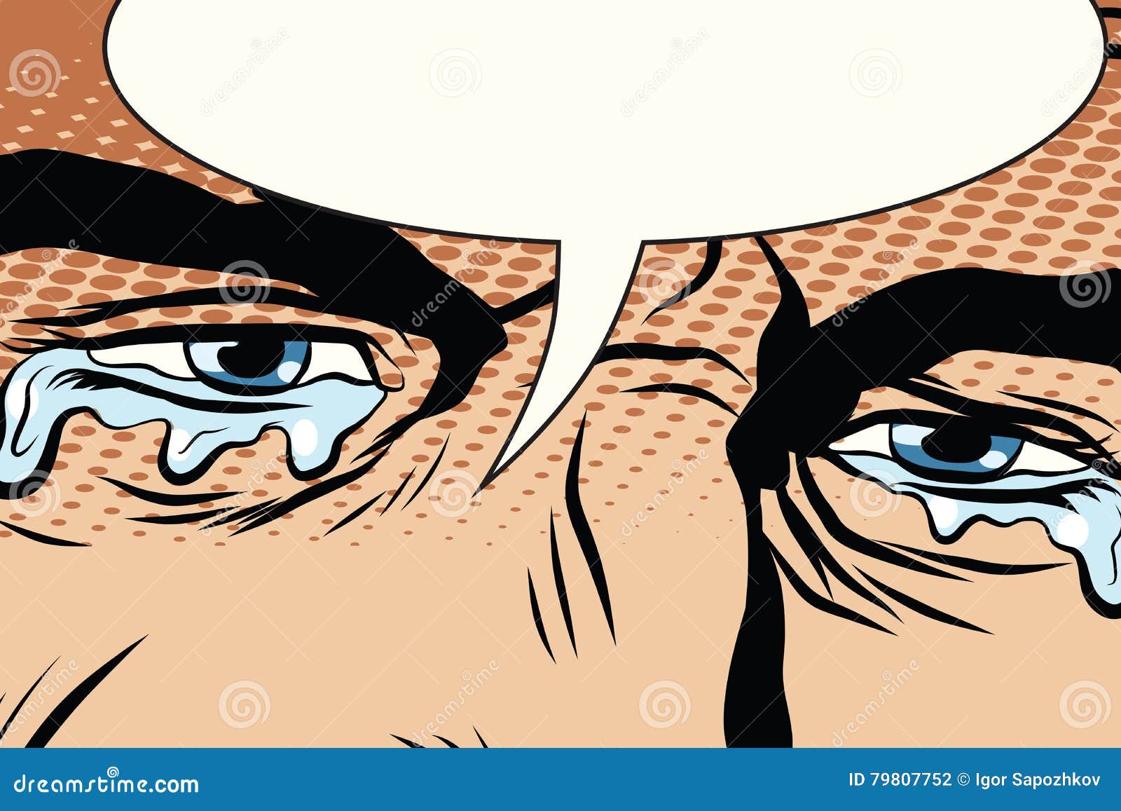 Retro Man Cries, Tears in the Eyes Stock Vector - Illustration of ...