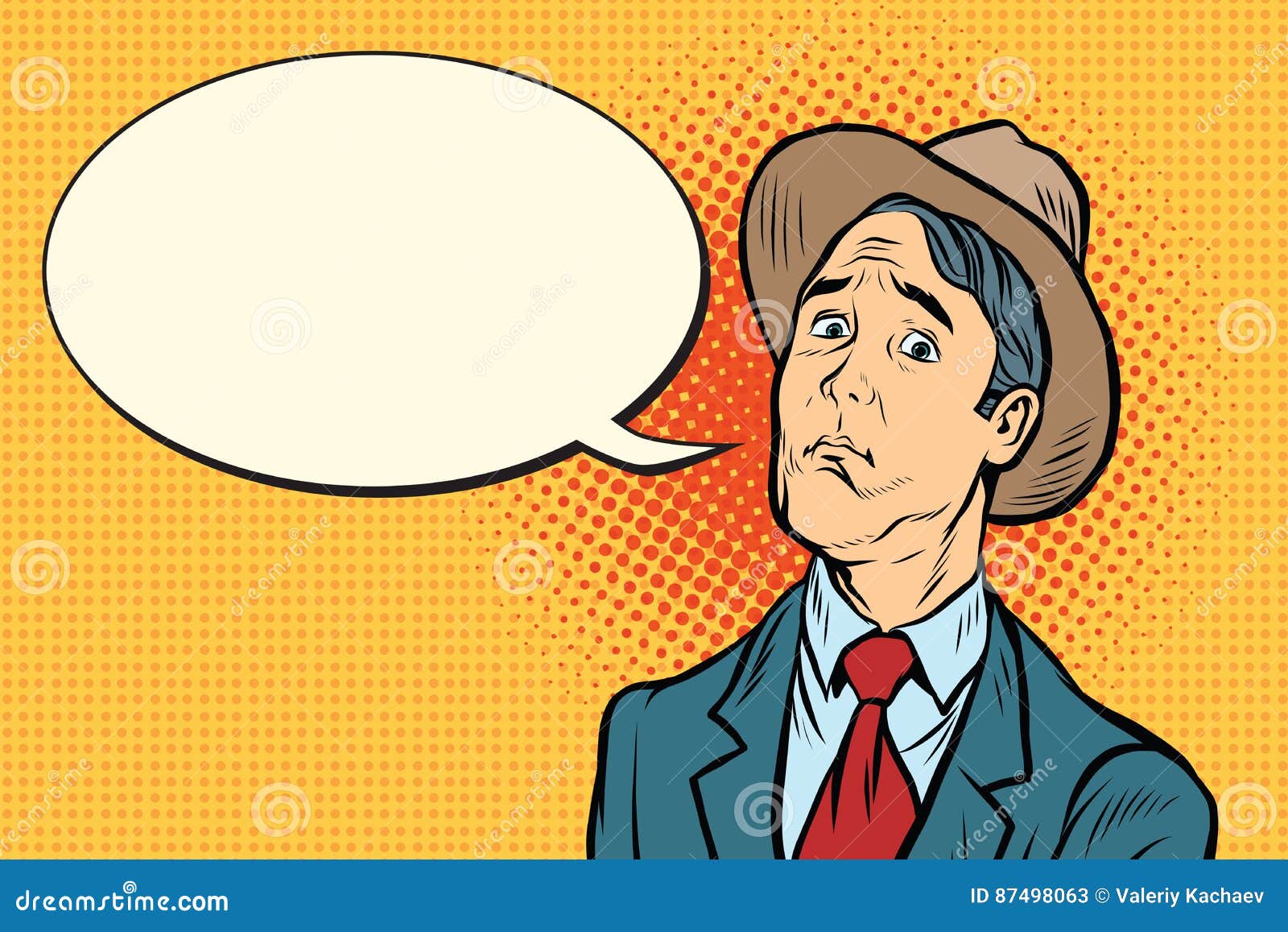 Retro man in great sorrow stock vector. Illustration of bubble - 87498063