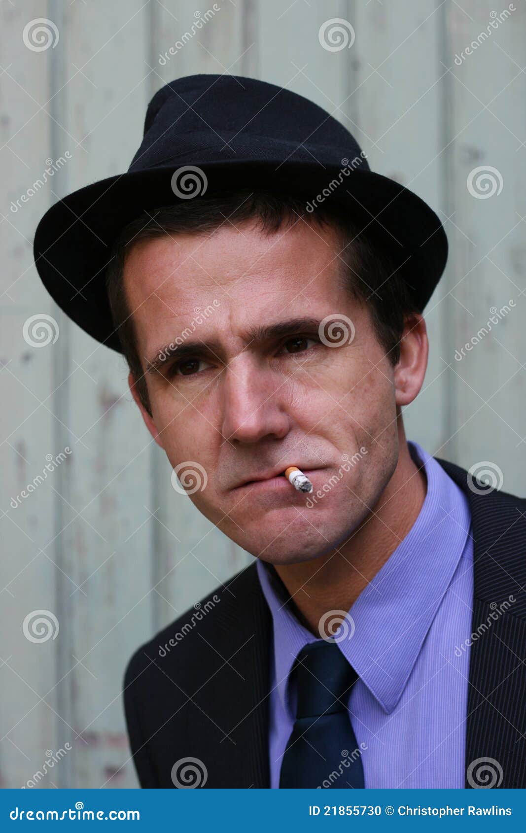 Retro Man in Hat stock photo. Image of suit, eyes, dark - 21855730