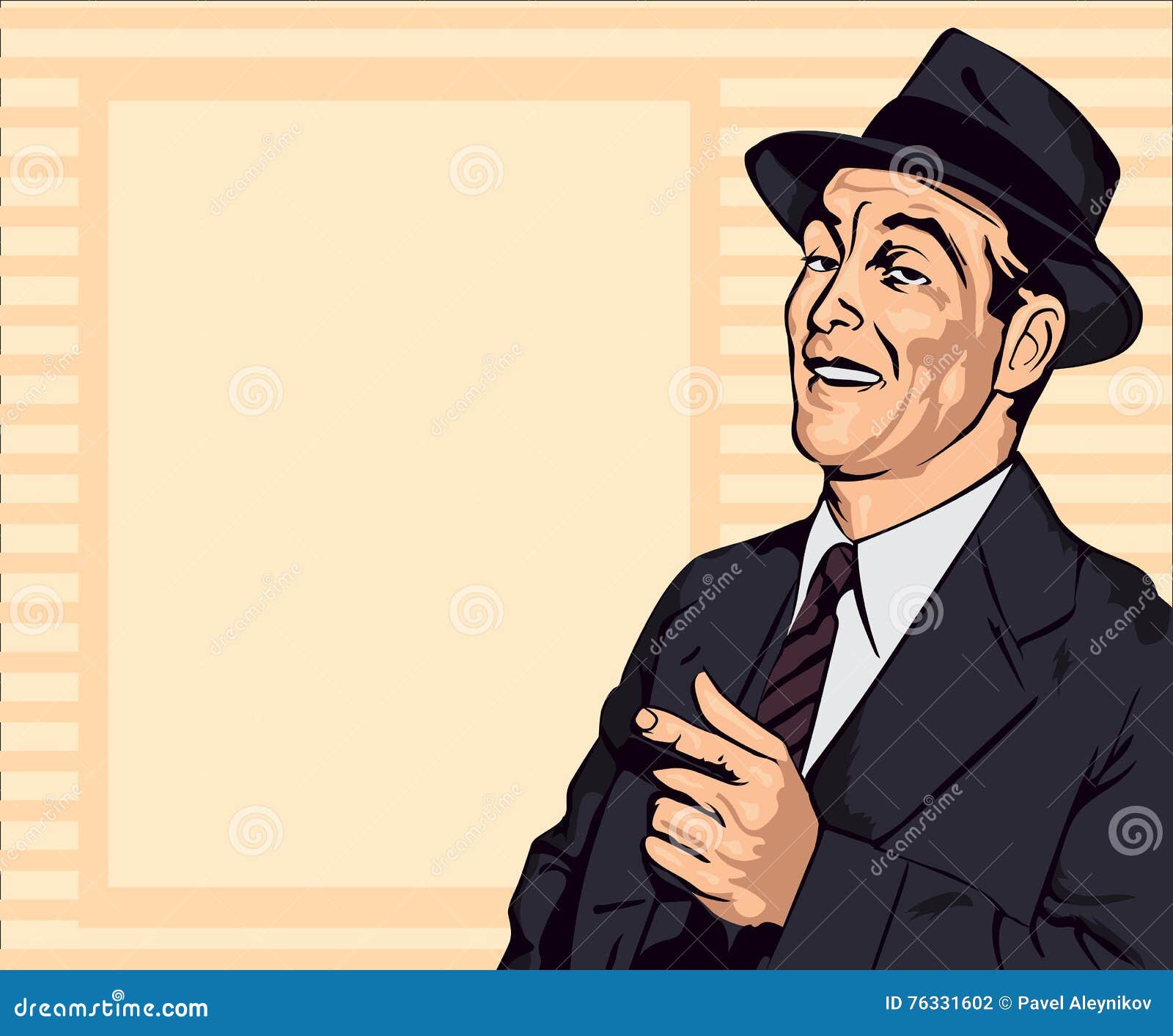 Retro Man Have Fun and Point the Finger, Vector Image Stock Vector ...