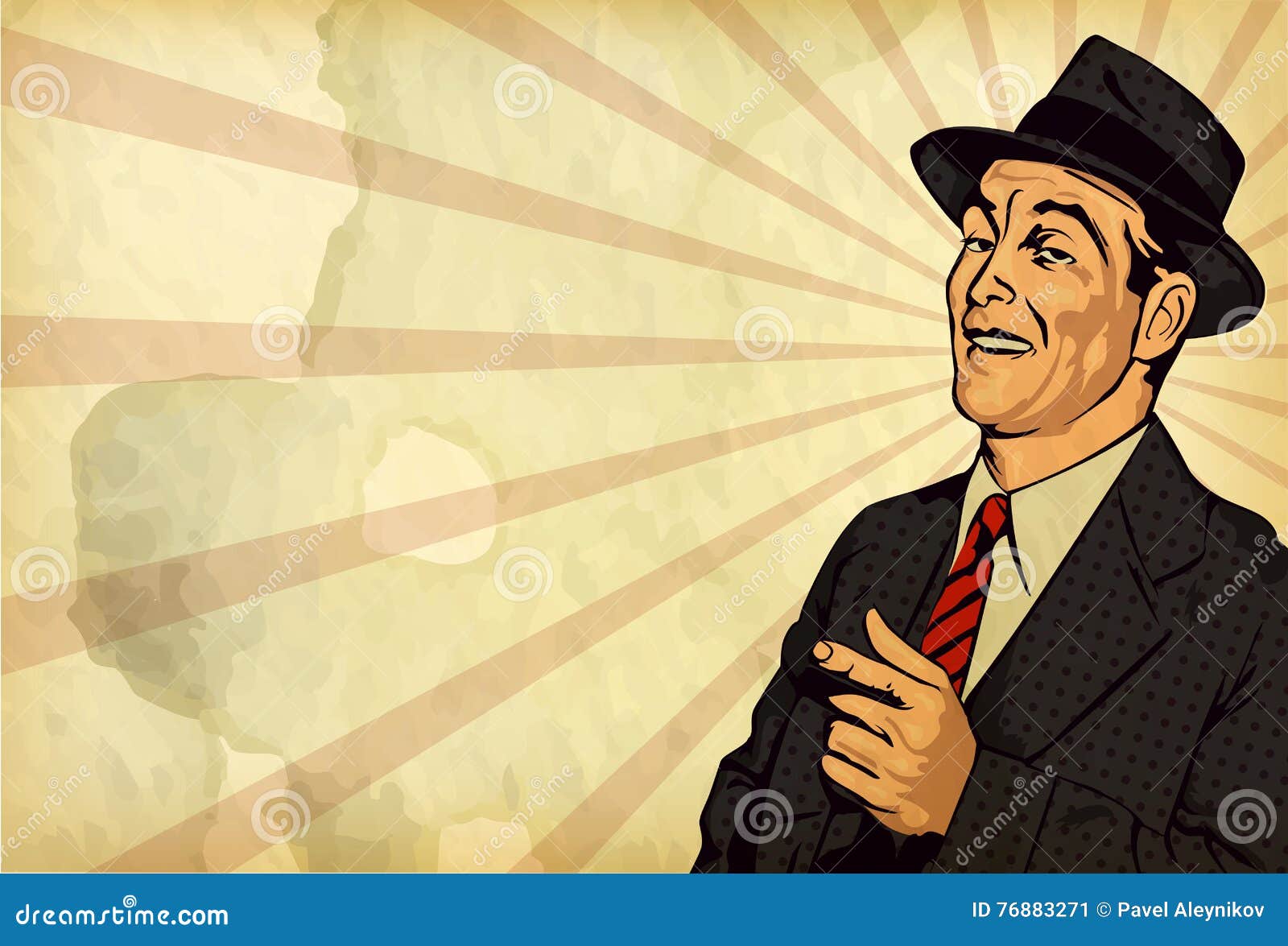 Retro Man Have Fun and Point the Finger, Vector Image Stock Vector ...