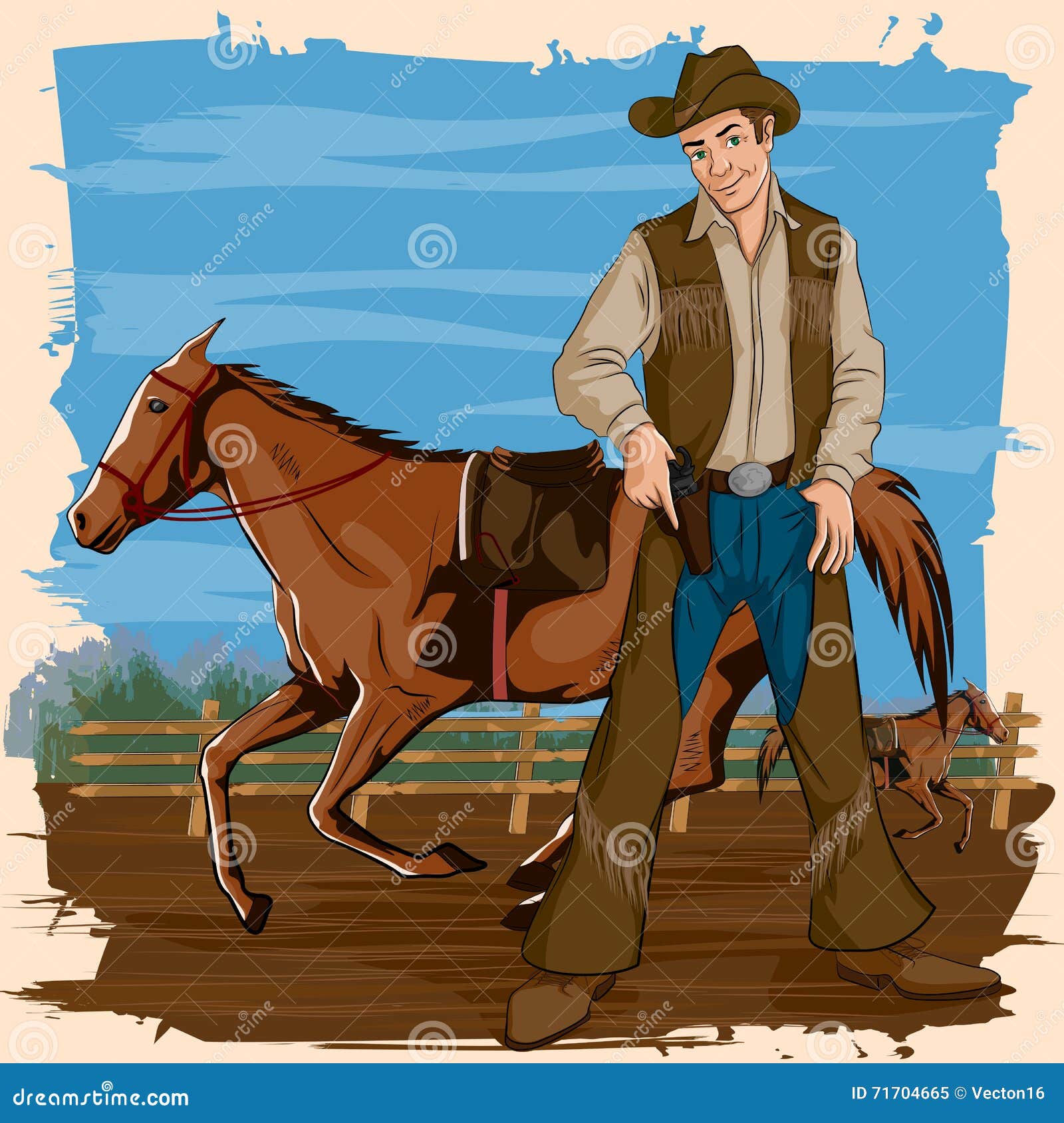 Horse Ranch Emblem In Light Cartoon Vector | CartoonDealer.com #19606035