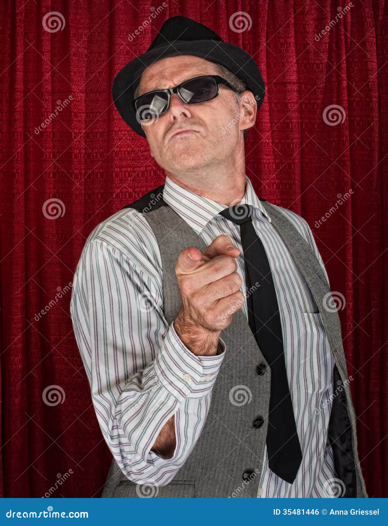 Retro Man Pointing stock photo. Image of serious, caucasian - 35481446
