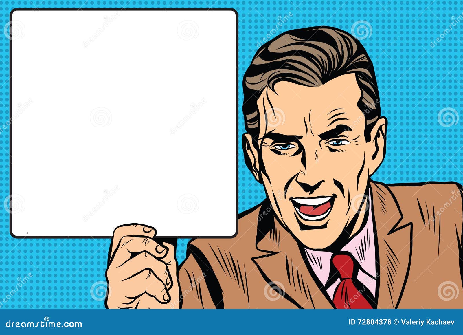 Retro Man With A Poster Pop Art Stock Vector Illustration Of Comic Businessman 72804378