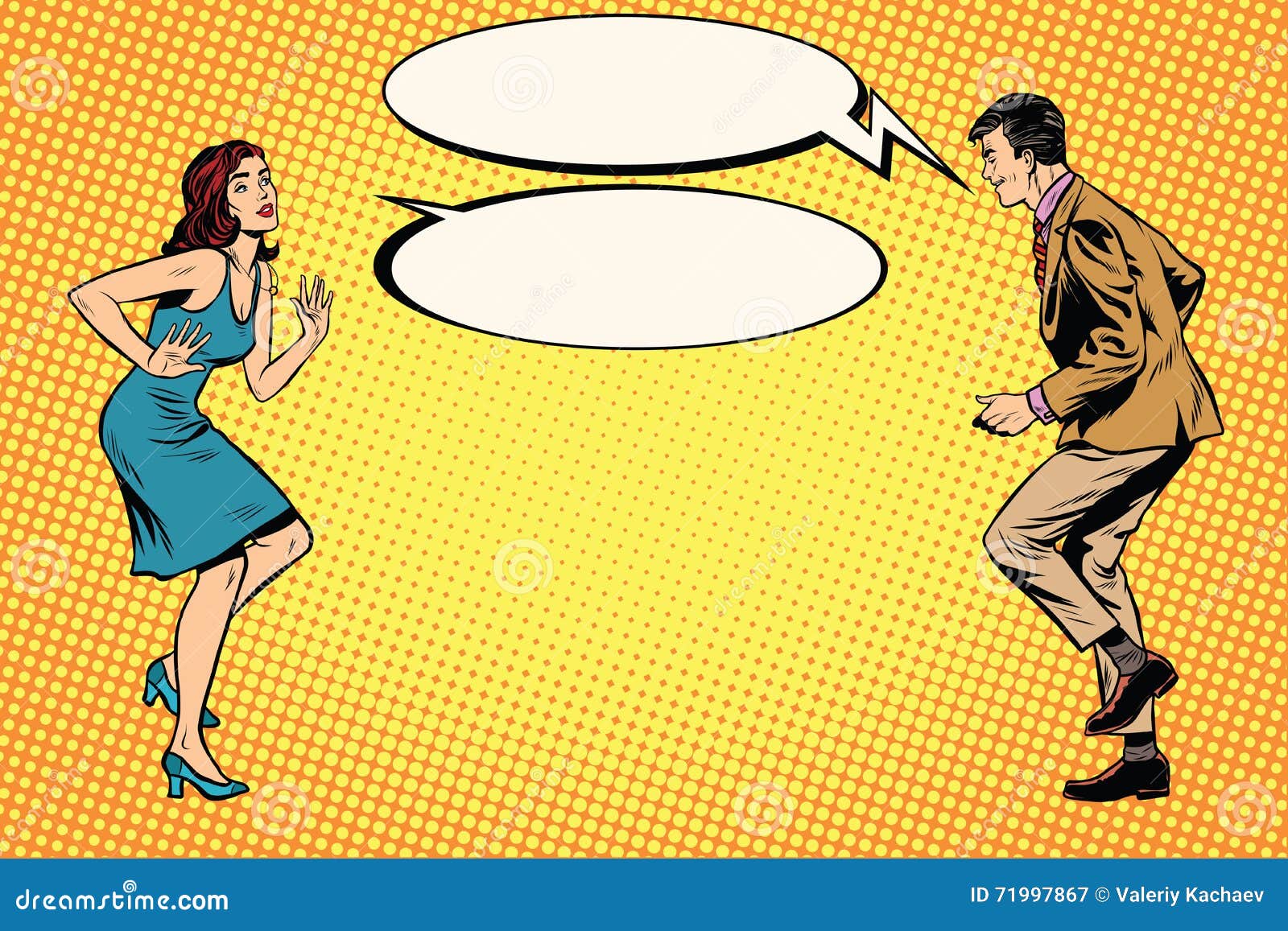 Retro Man and Woman Dancing Pop Art Stock Vector - Illustration of ...