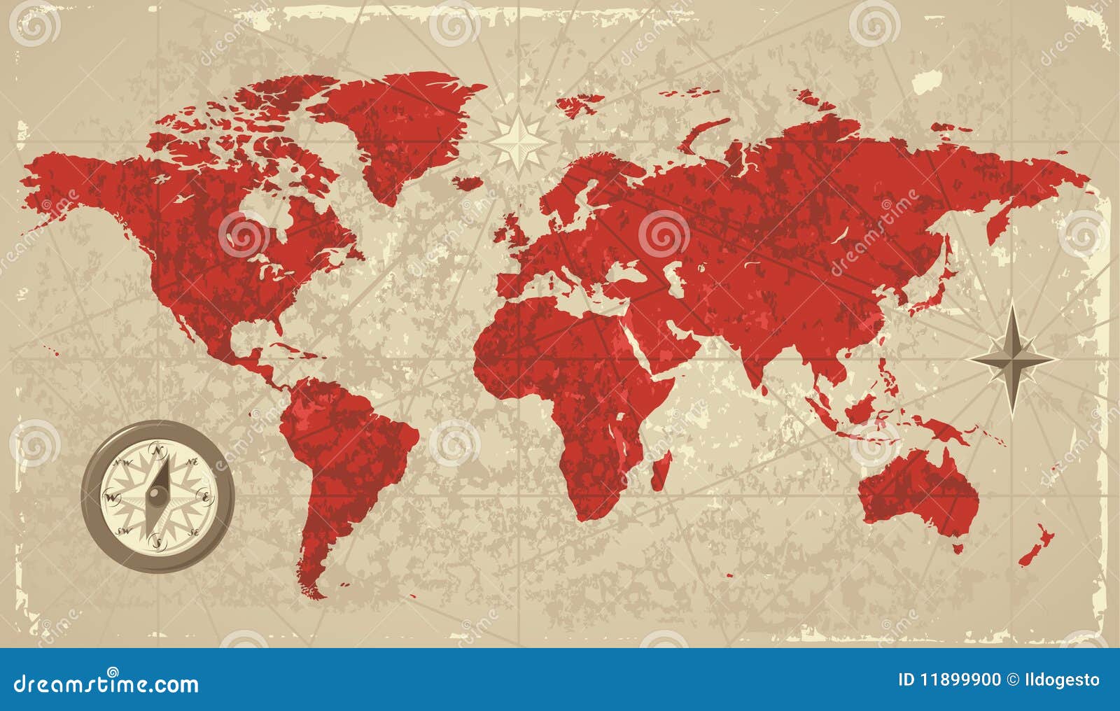 Retro map of the World stock vector. Illustration of cartography - 11899900