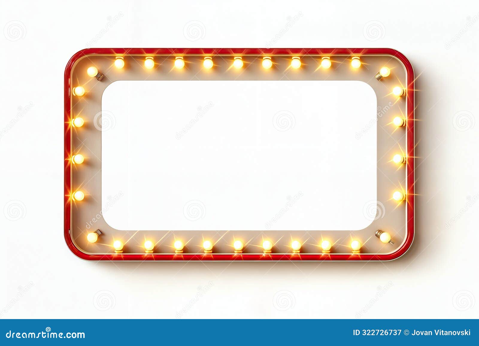 Retro Marquee Light Sign Frame with Empty White Background Stock ...