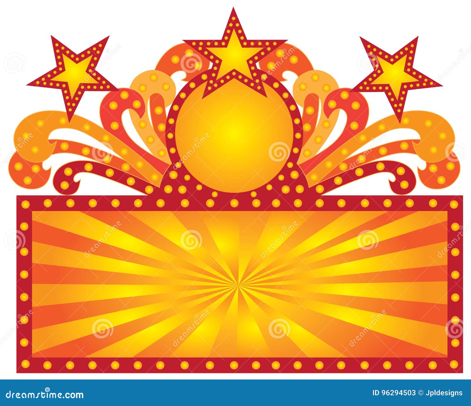 Retro Marquee Sign with Sunrays Stars Vector Illustration Stock Vector ...