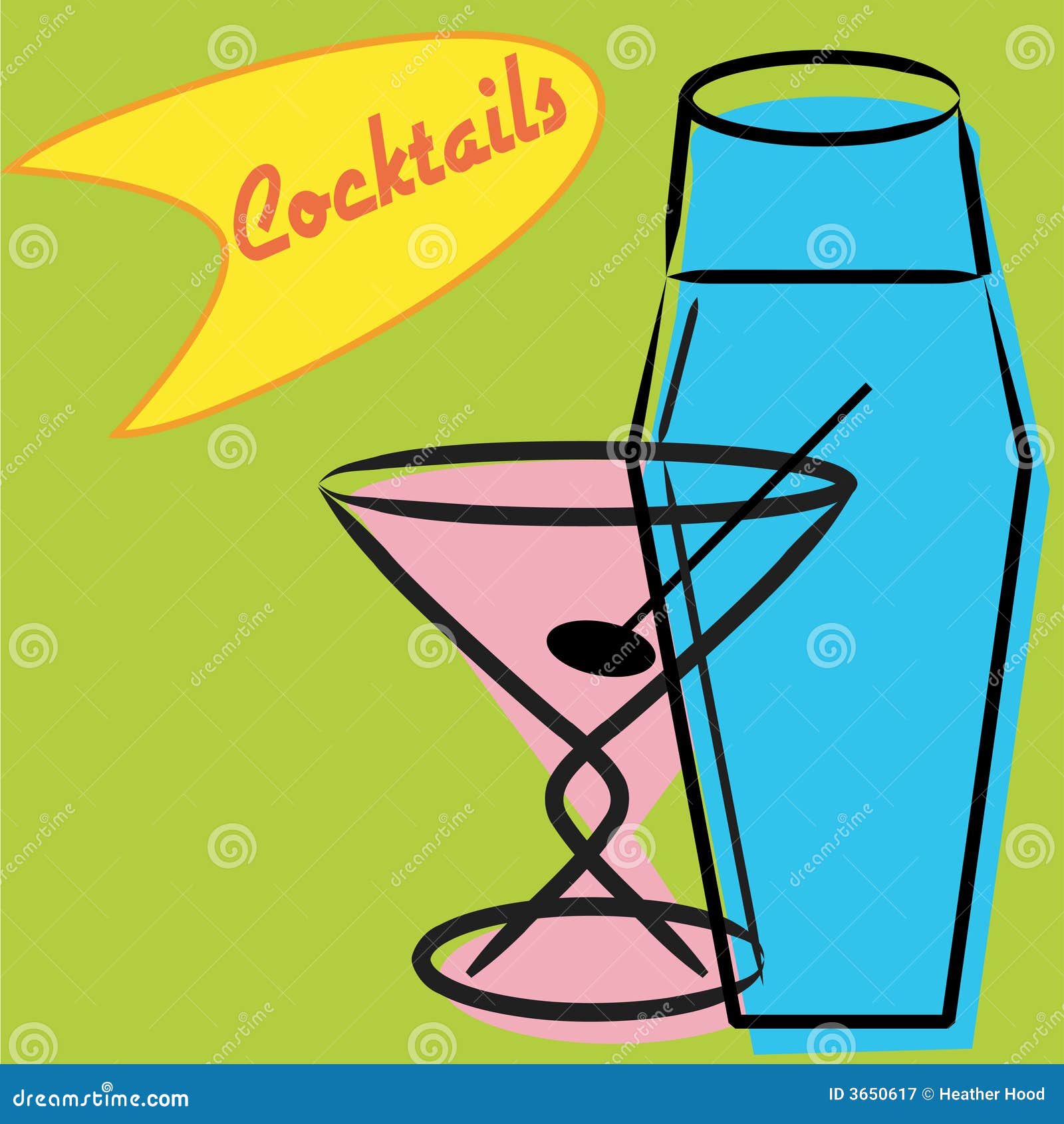 Retro Martini And Shaker Cartoon Vector | CartoonDealer.com #3650617