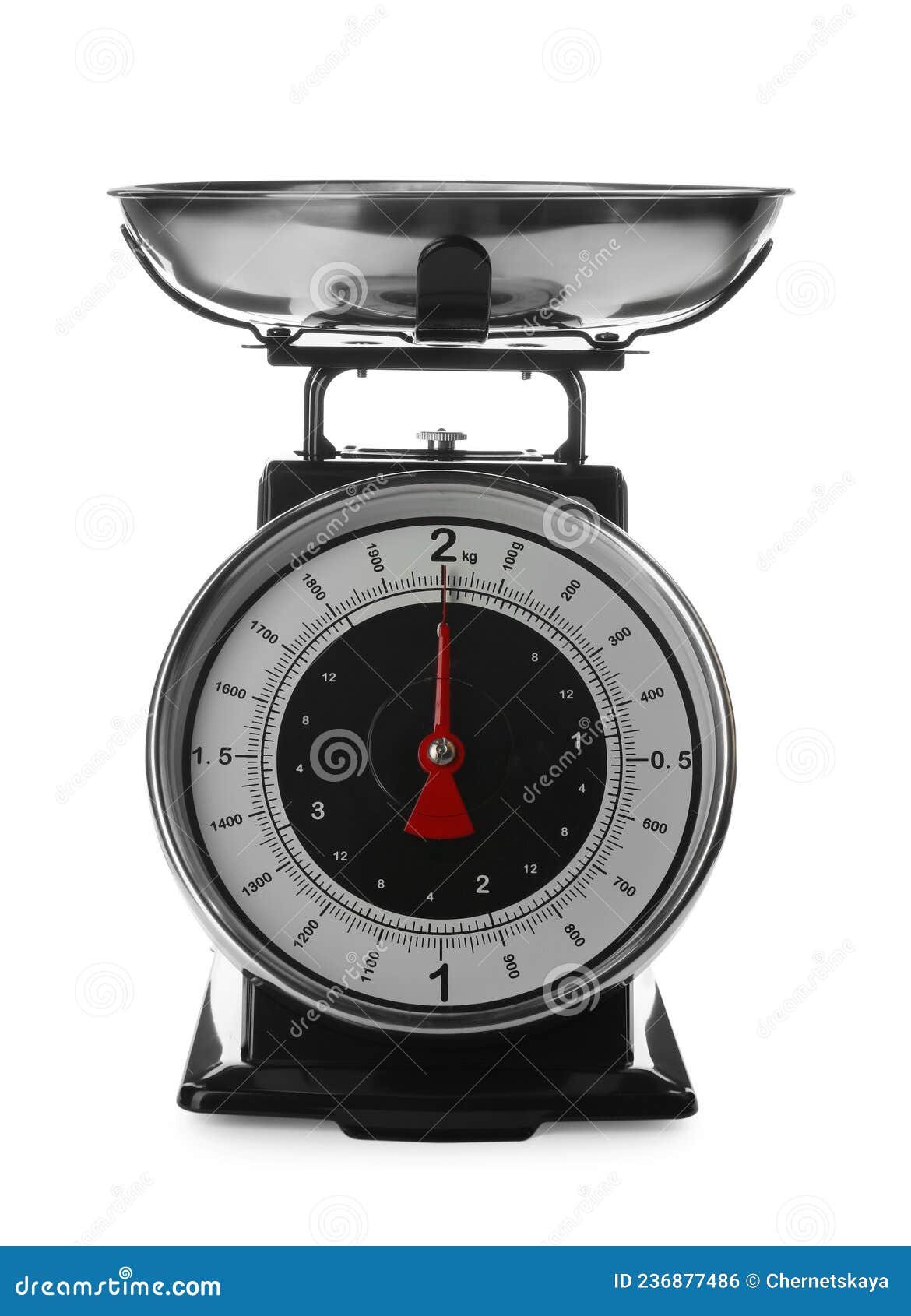 Retro Mechanical Kitchen Scale Isolated on White Stock Photo - Image of ...