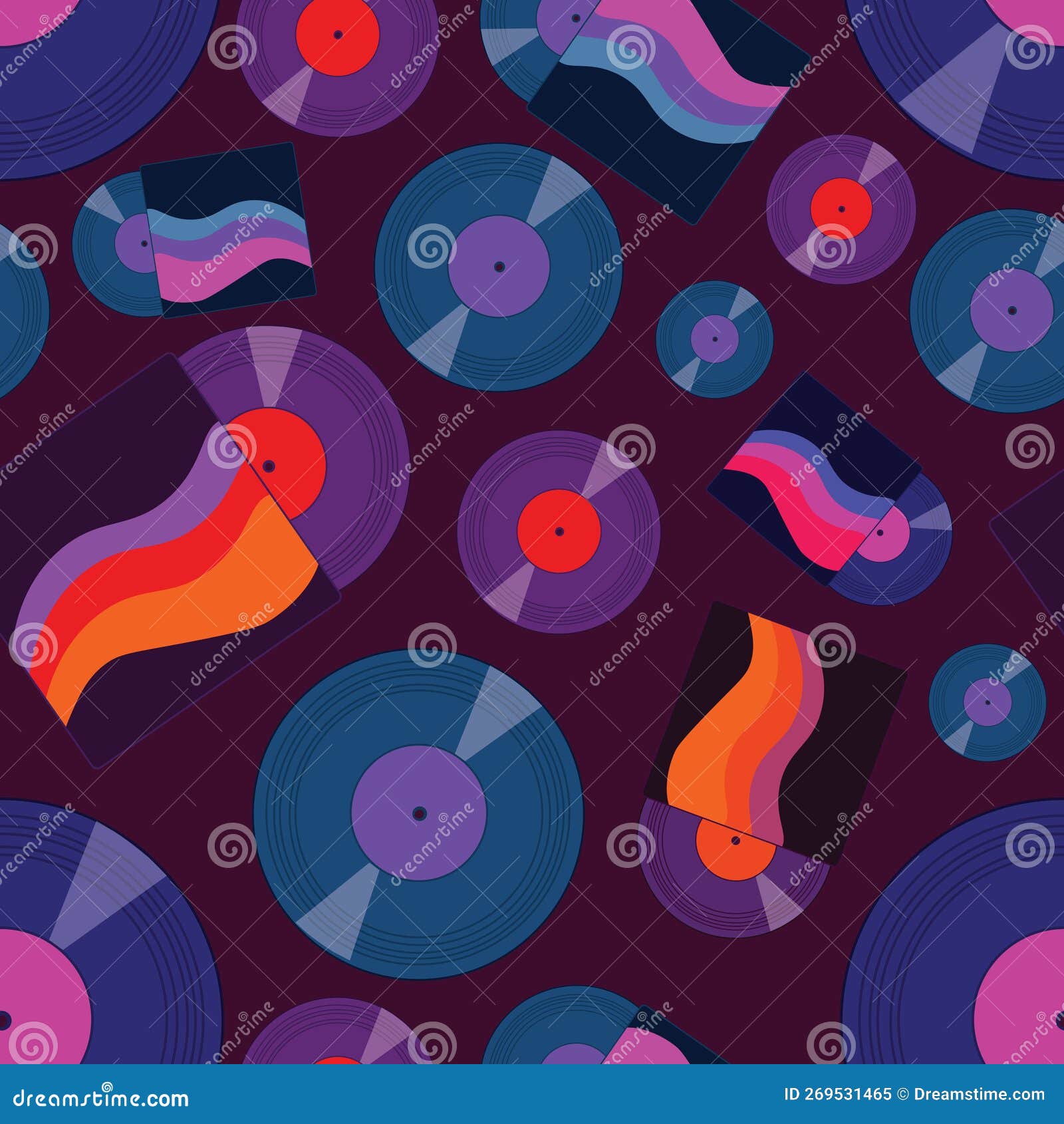 Various Vinyl Discs Pattern Stock Vector - Illustration of aesthetic ...