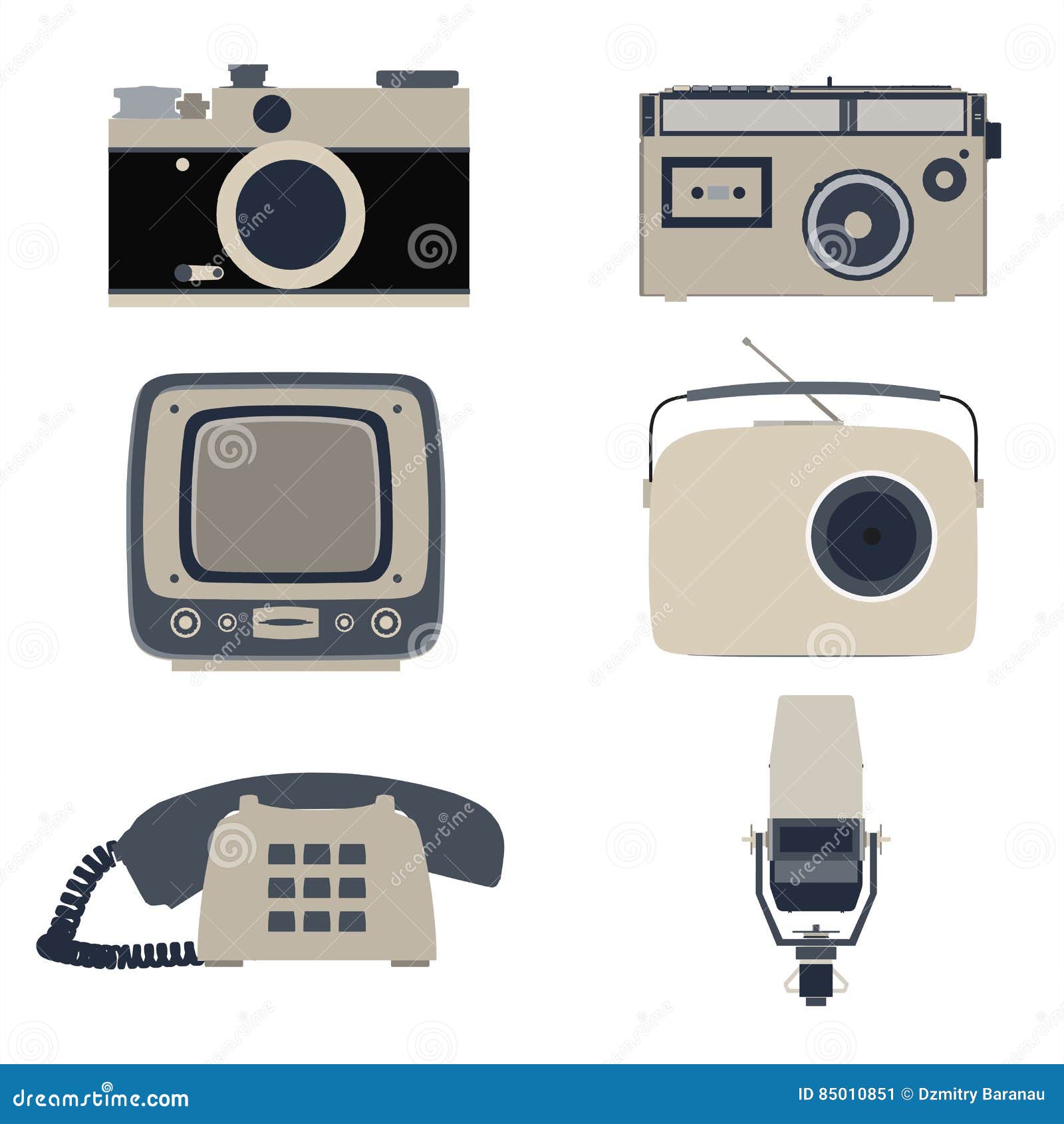 Retro Media Devices Set Vector Illustration. Stock Vector ...