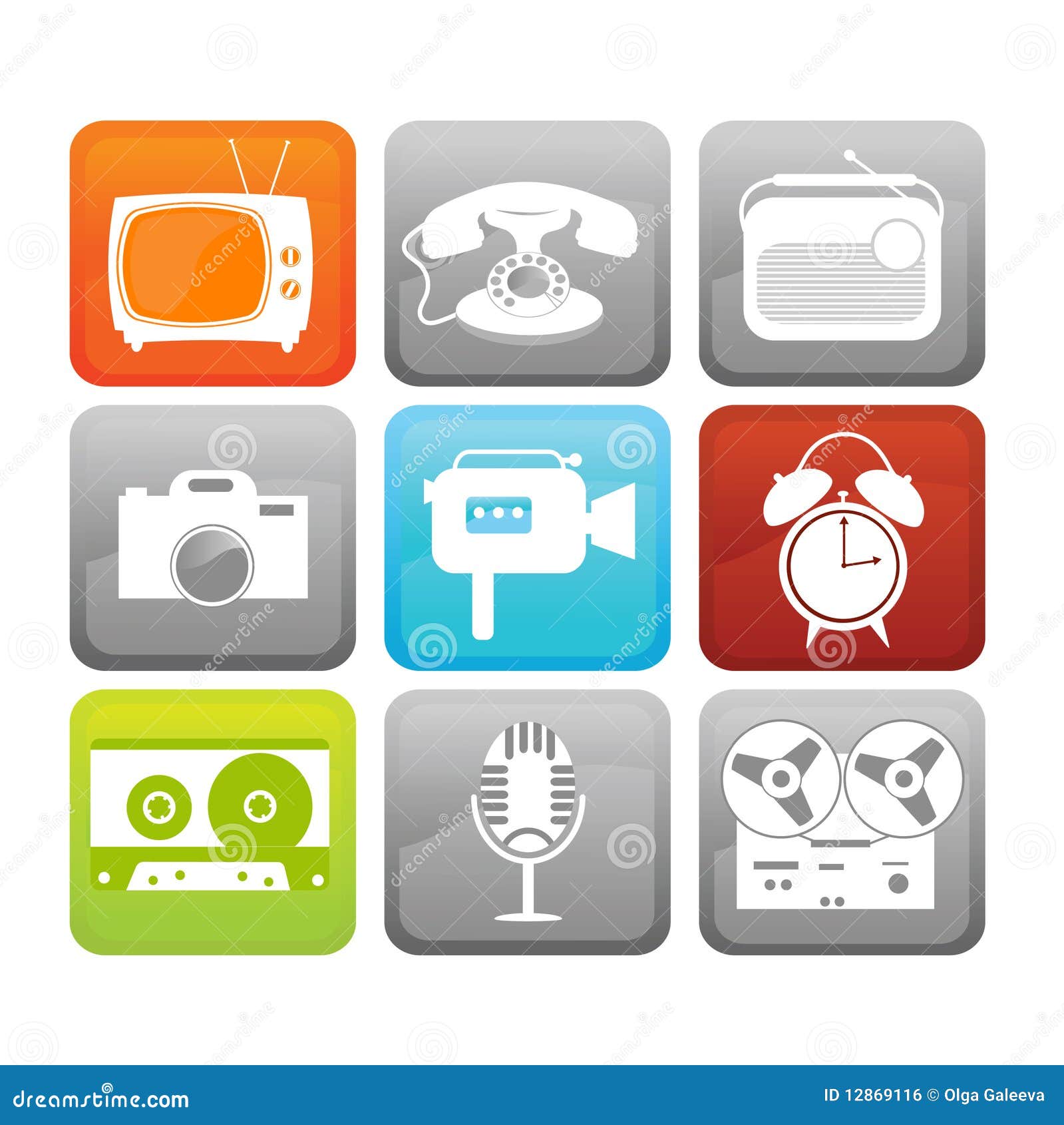 Retro media icons stock vector. Illustration of tape - 12869116