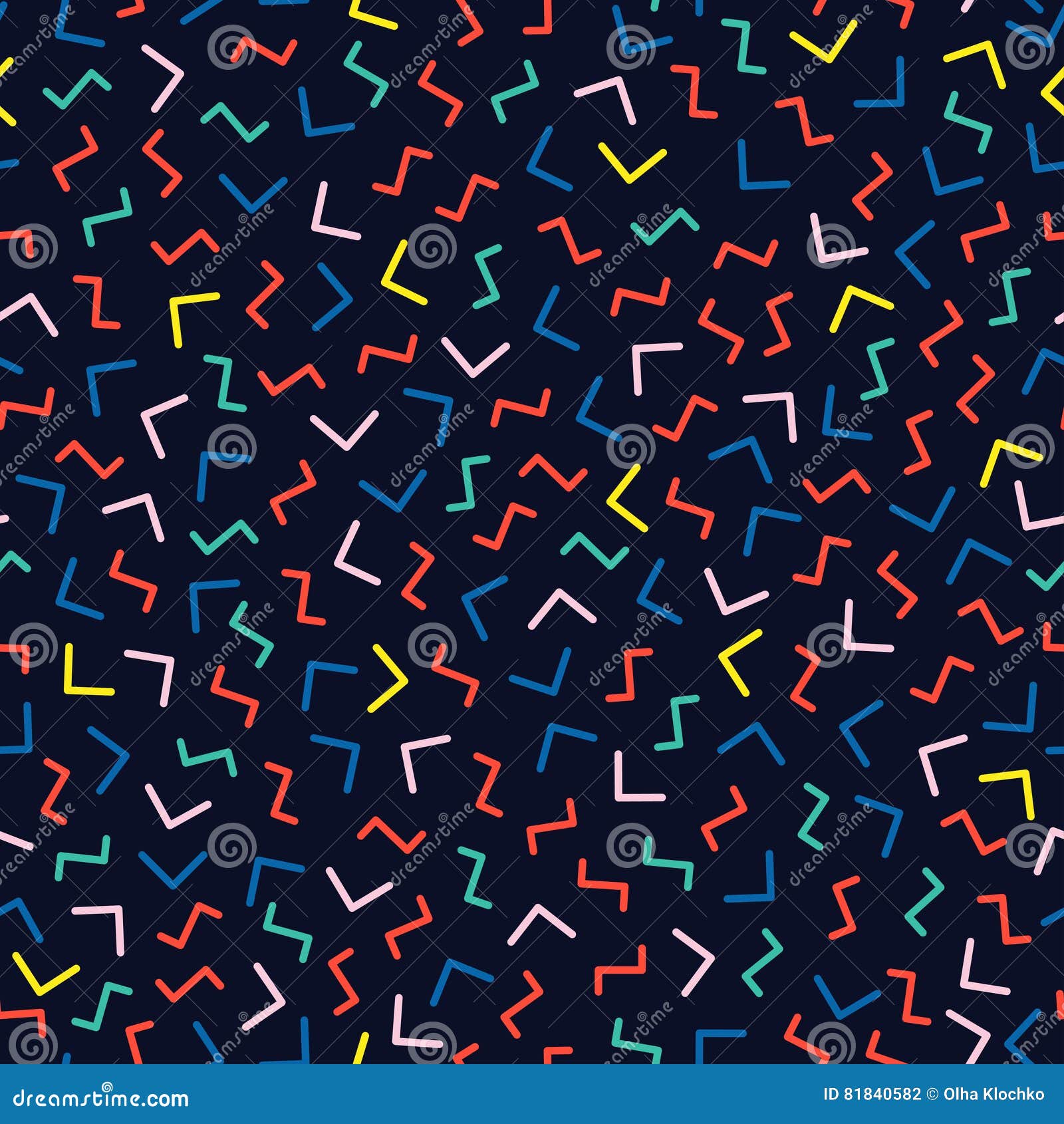 Retro Memphis Geometric Line Shapes Seamless Patterns Hipster Fashion