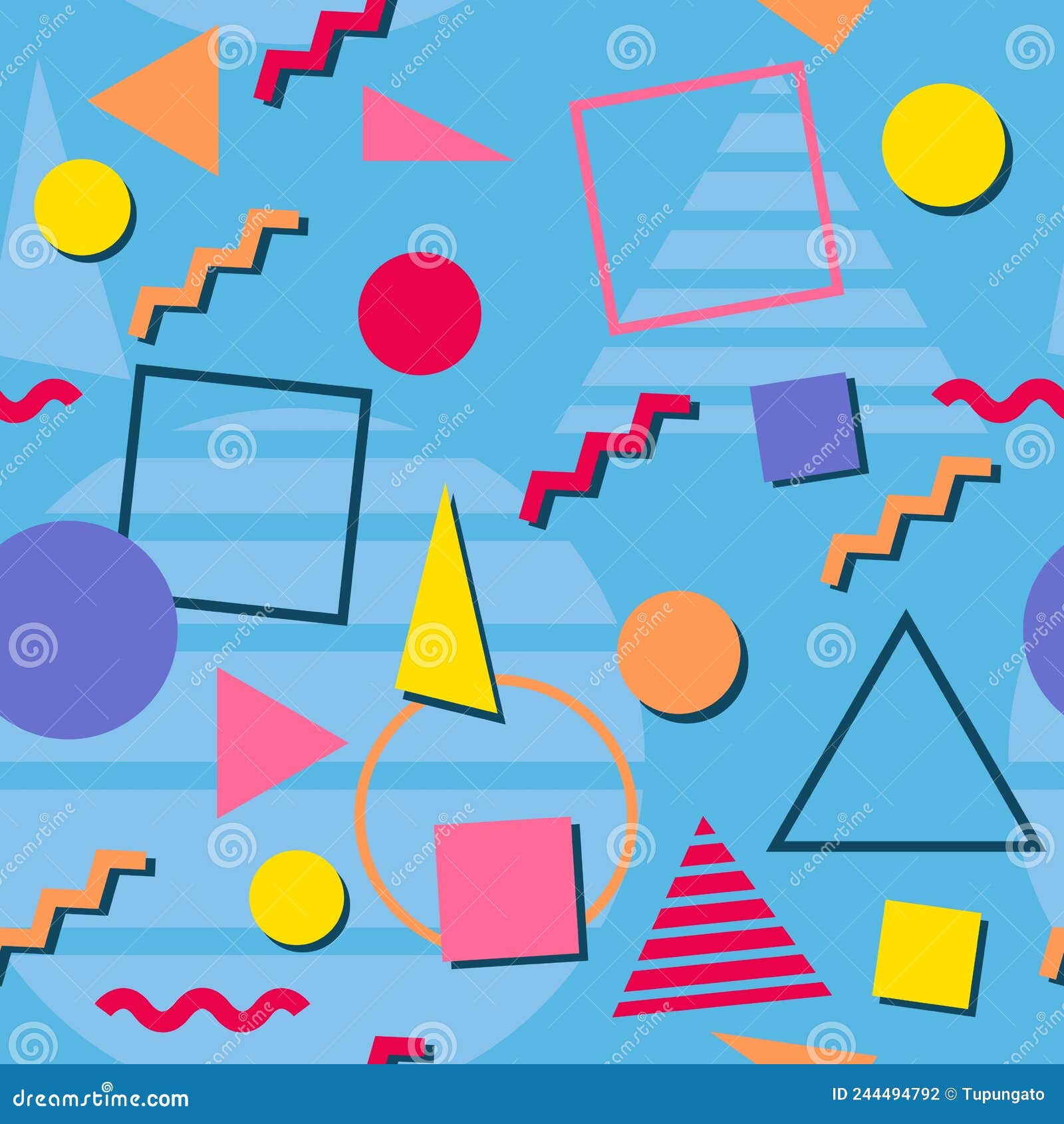 Retro Memphis Seamless Texture Stock Vector - Illustration of print ...