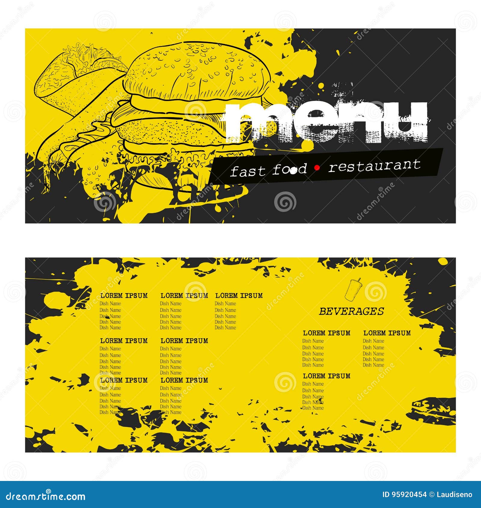 Retro menu design stock illustration. Illustration of fast - 95920454