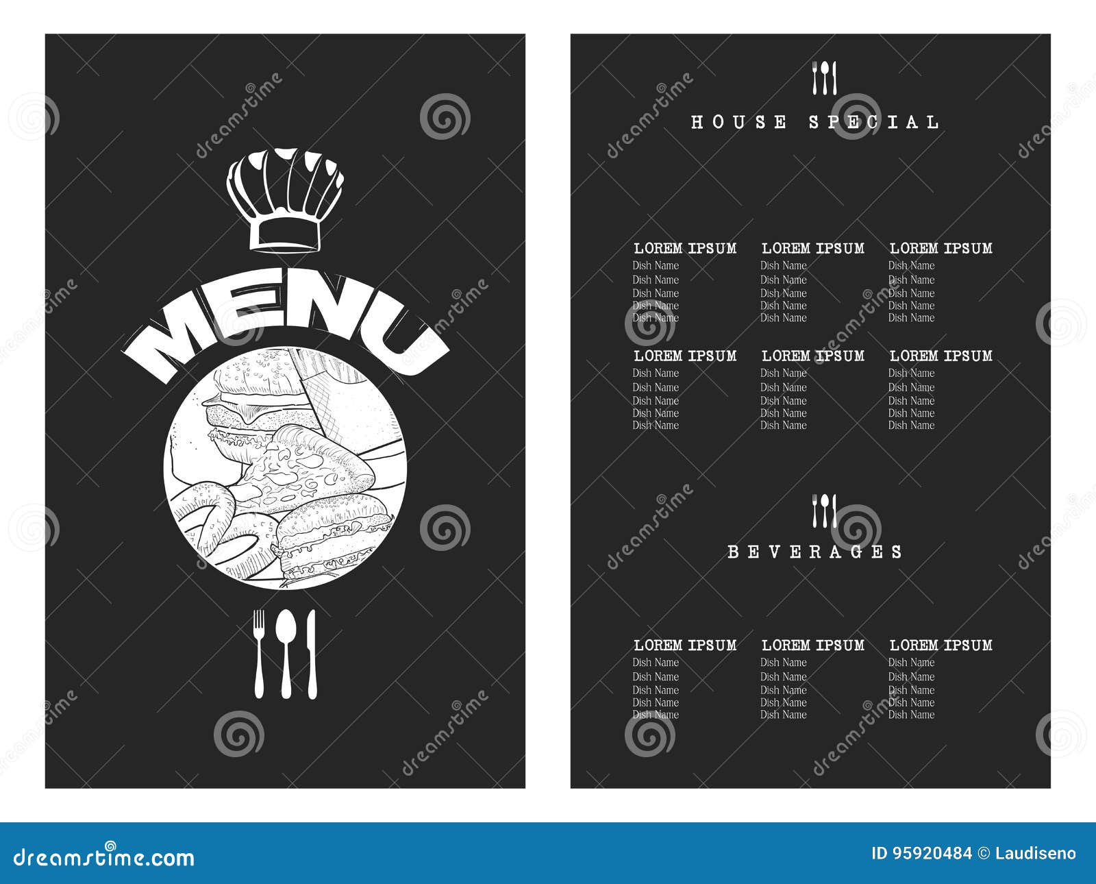 Retro menu design stock vector. Illustration of graphic - 95920484