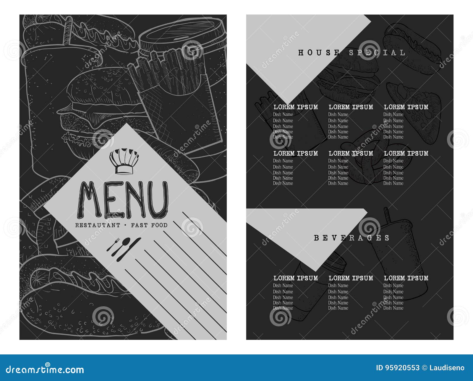 Retro menu design stock illustration. Illustration of diner - 95920553