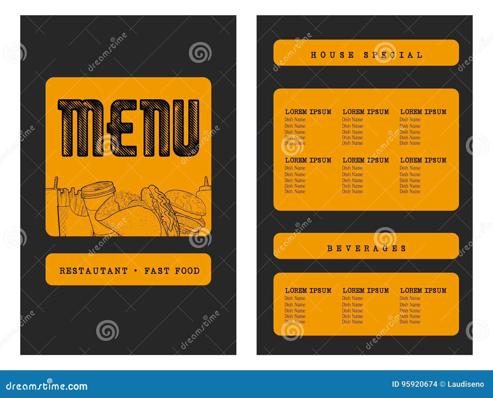 Retro menu design stock illustration. Illustration of diner - 95920674
