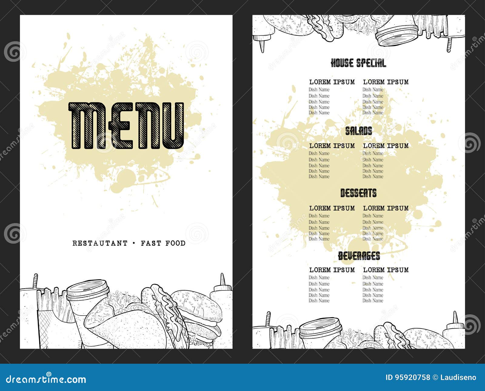 Retro menu design stock illustration. Illustration of diner - 95920758