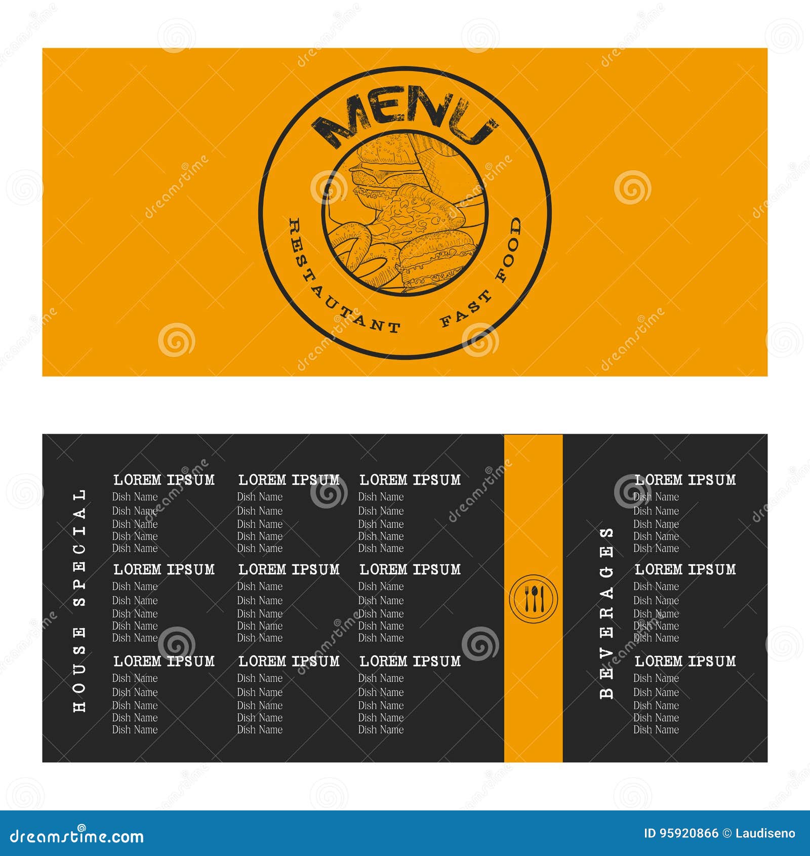 Retro menu design stock illustration. Illustration of dinner - 95920866