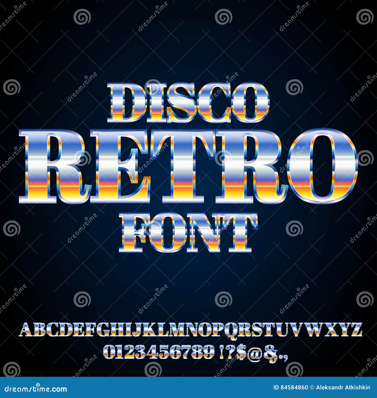 Retro Metal Font stock vector. Illustration of effect - 84584860