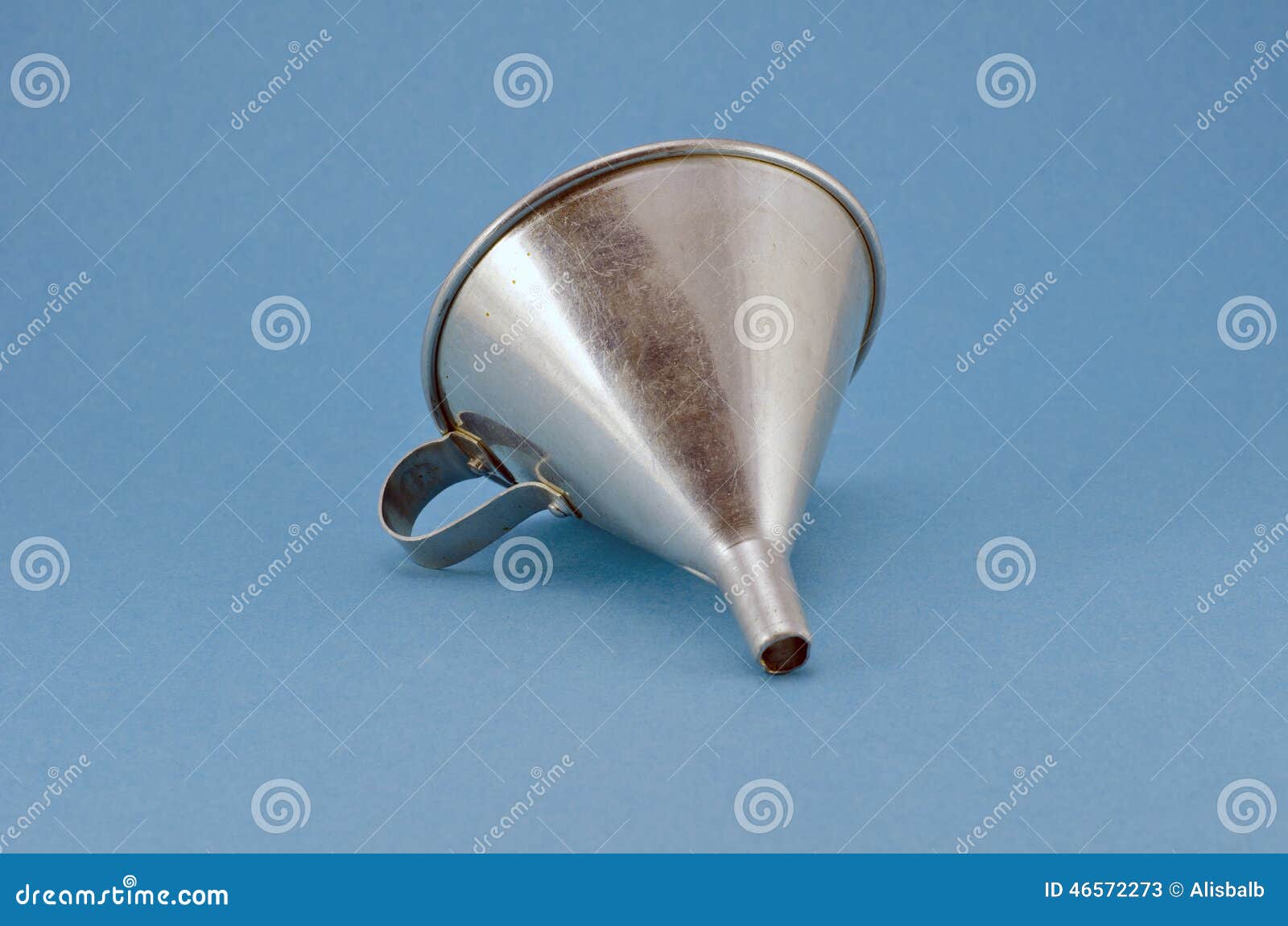Retro Metal Funnel Hopper Tool on Blue Background Stock Image - Image ...