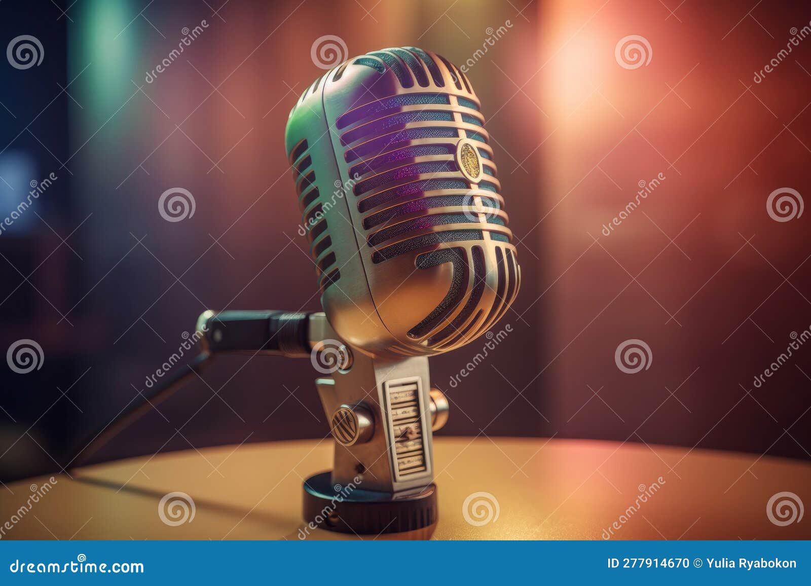 Retro Metallic Microphone. Generate Ai Stock Illustration ...