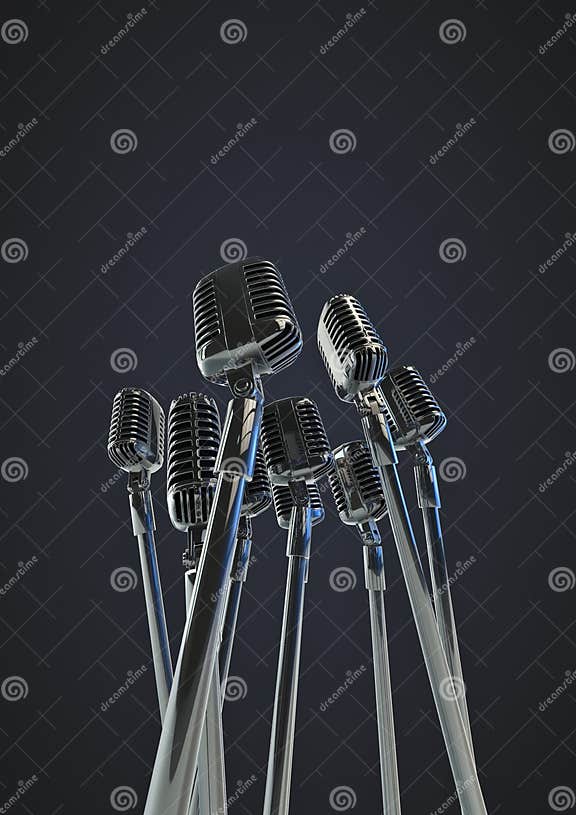 Retro microfoons stock illustratie. Illustration of muziek - 19285923