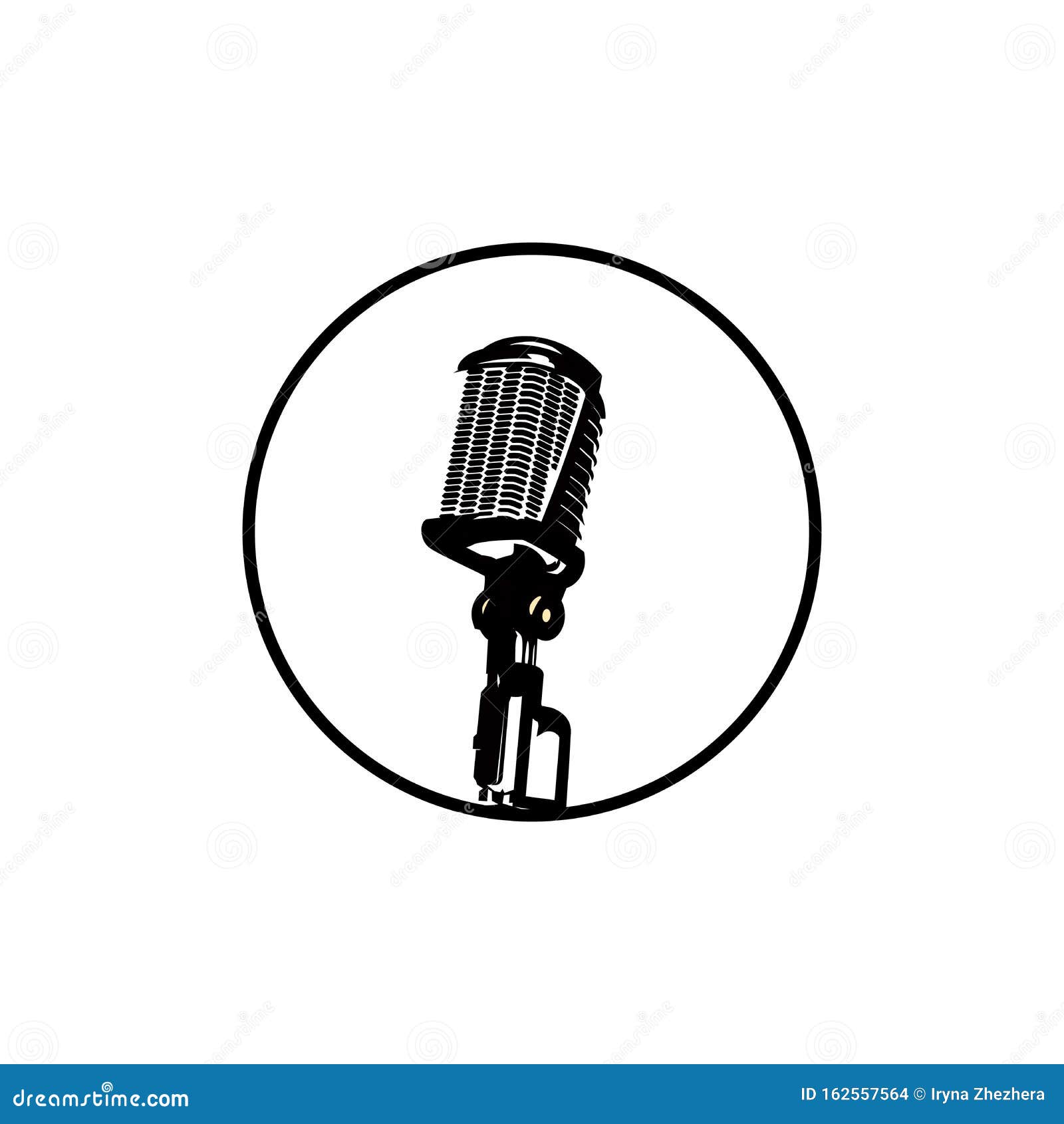 Retro Microphone In Circle. Stock Vector Illustration Isolated On White ...
