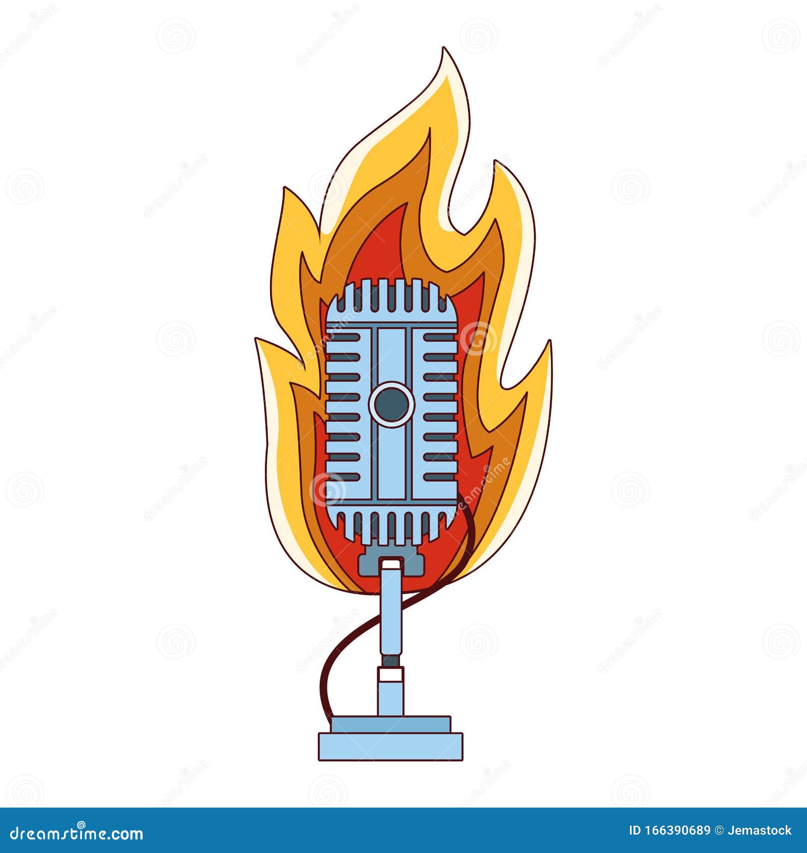 Retro Microphone in Flames Icon, Colorful Design Stock Vector ...