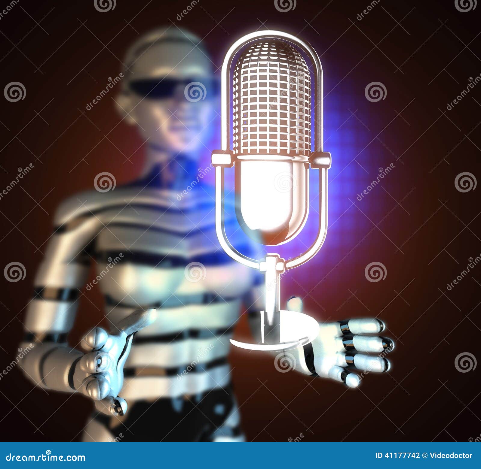Retro Microphone on Futuristic Hologram Stock Illustration ...