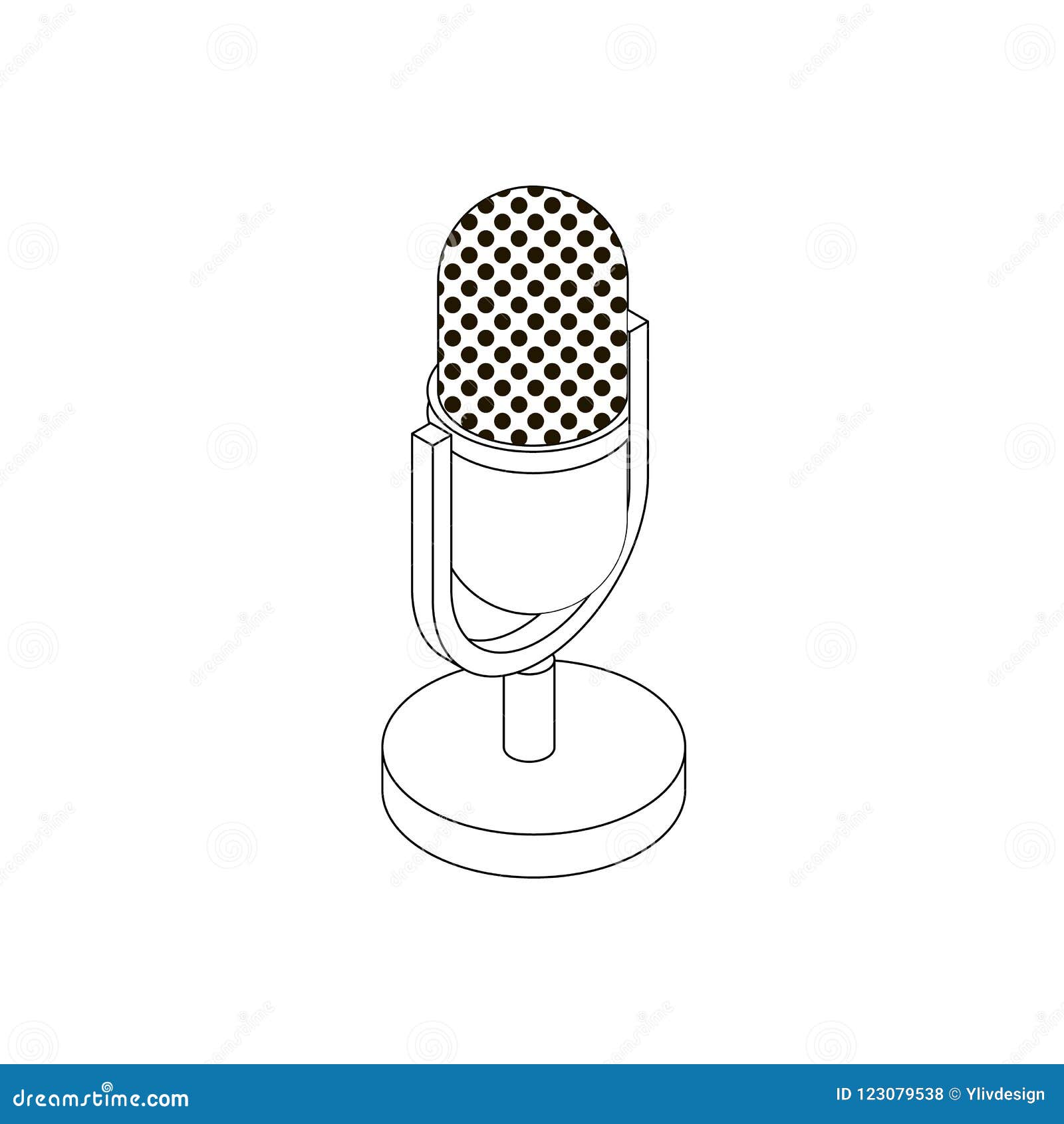 Retro Microphone Icon, Isometric 3d Style Stock Illustration ...