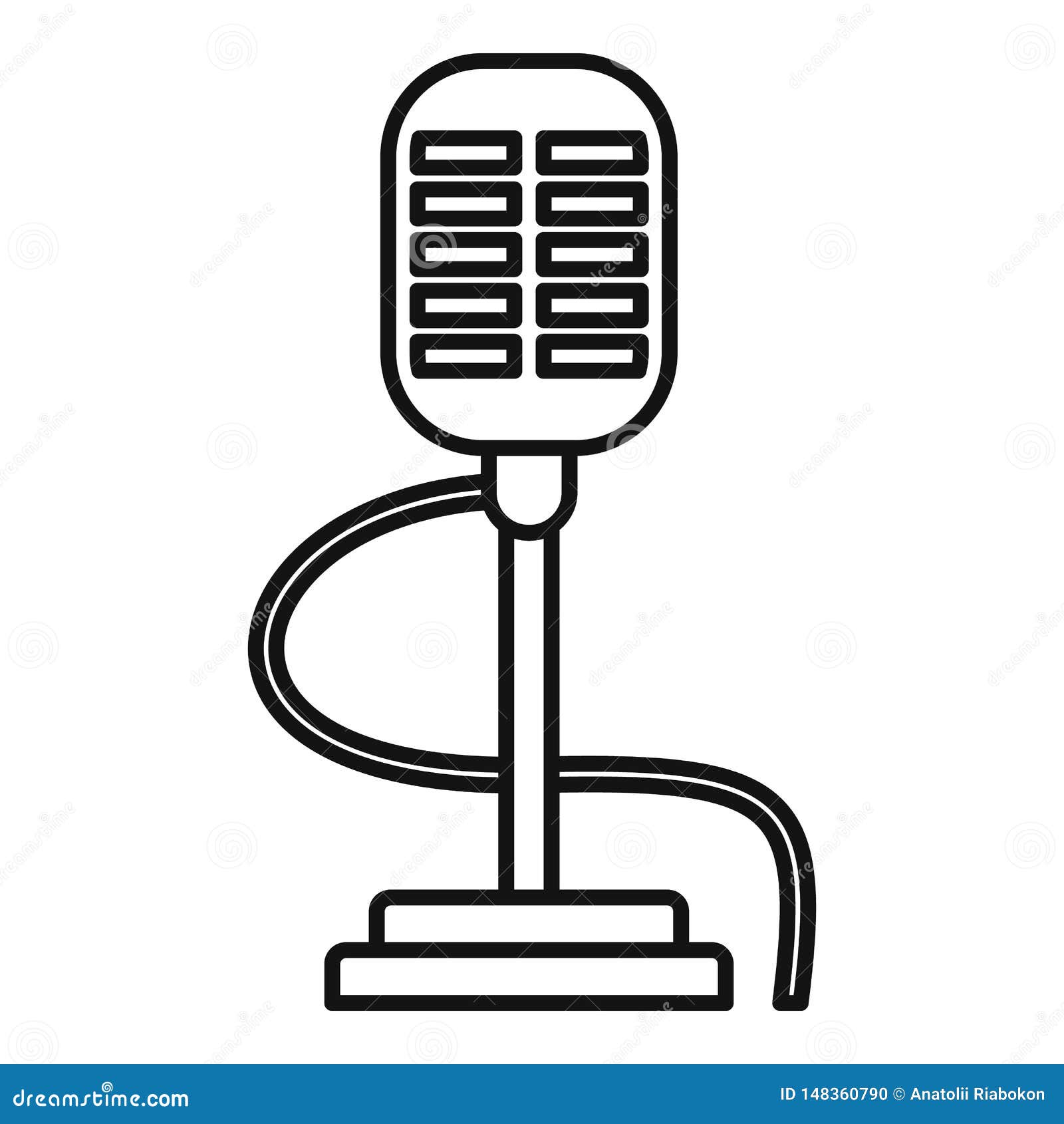 Retro Microphone Icon, Outline Style Editorial Image - Illustration of ...