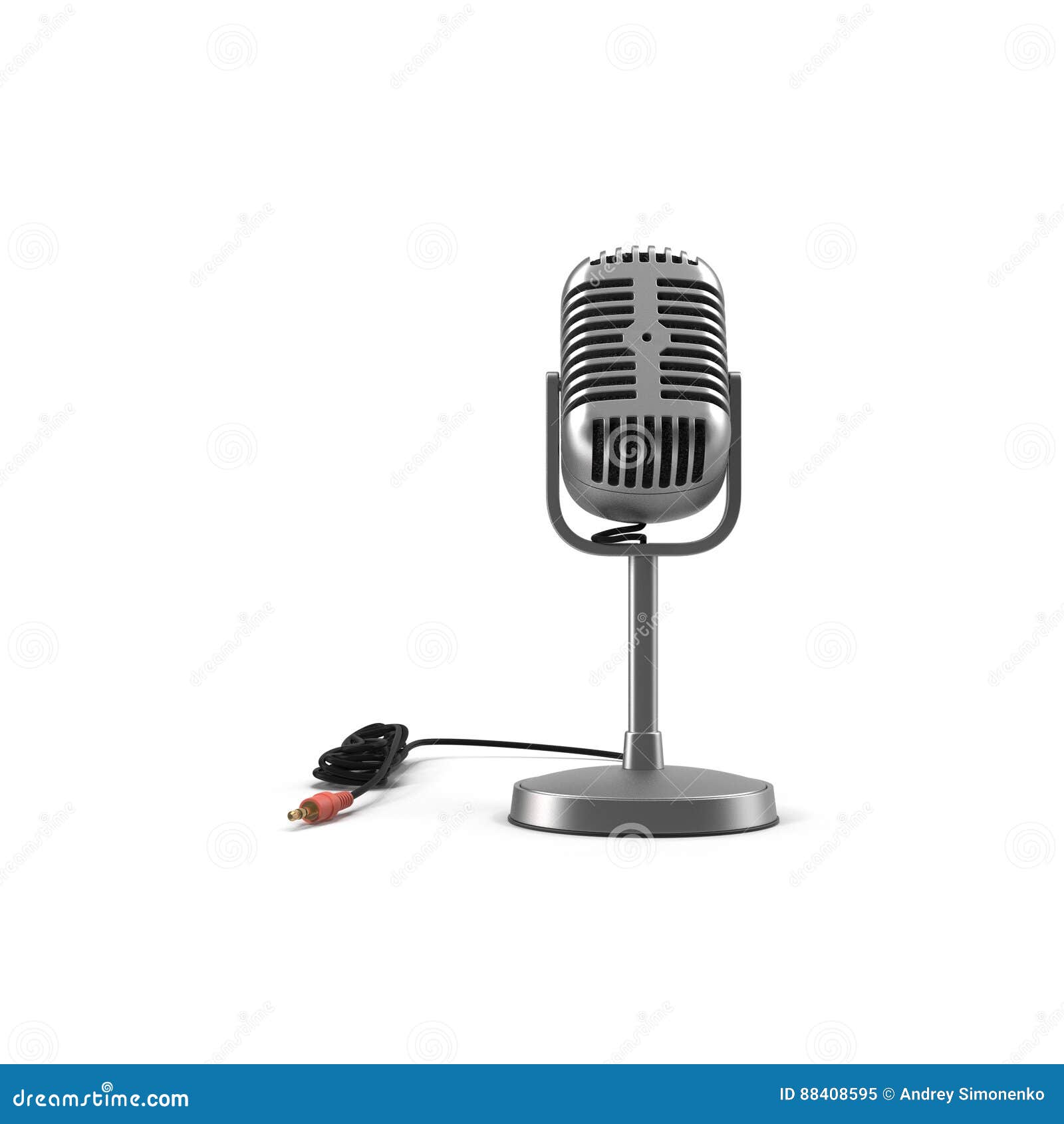 Retro Microphone Isolated on White. Front View. 3D Illustration Stock ...