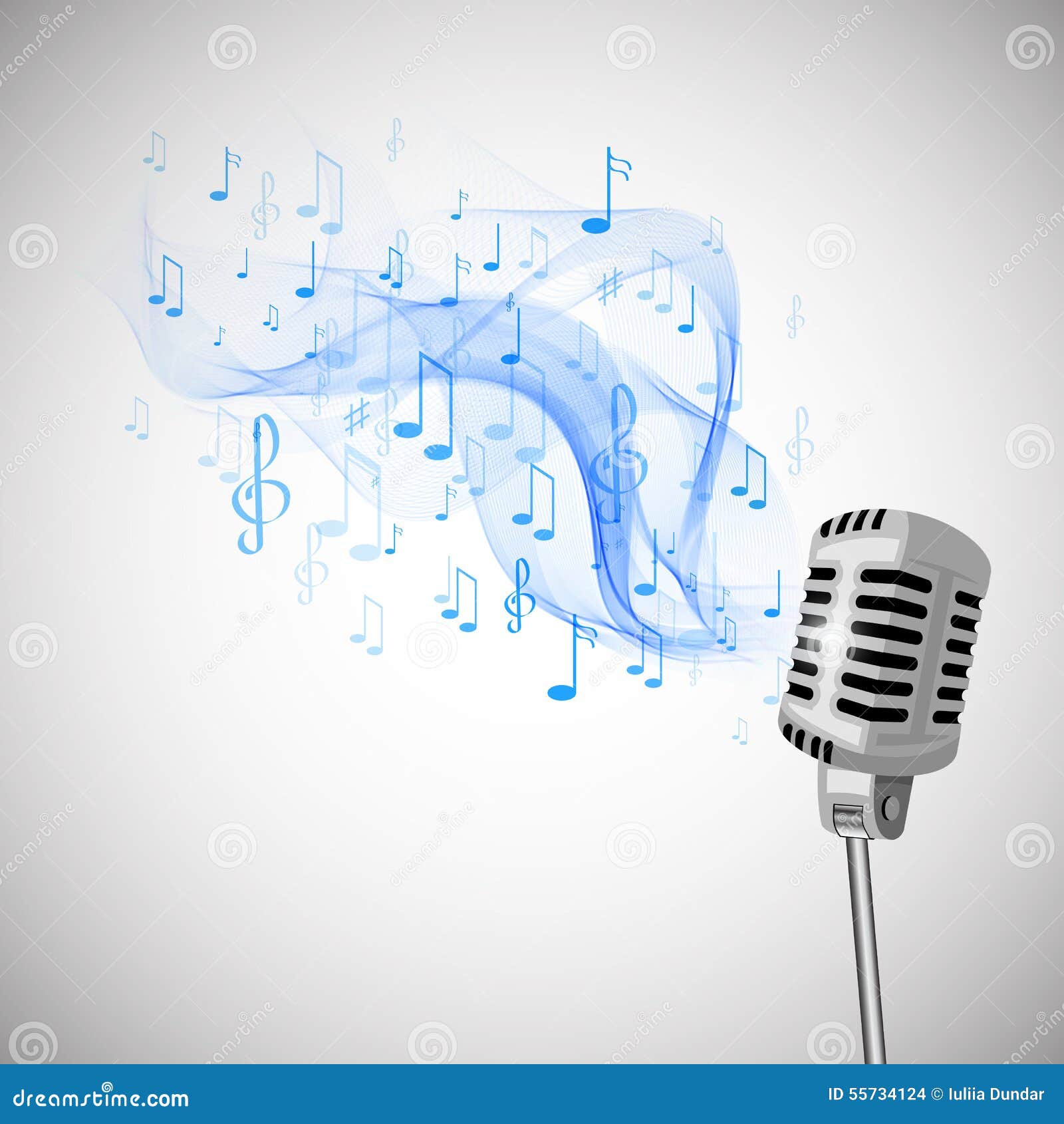Retro Microphone and Musical Notes. Stock Illustration - Illustration ...
