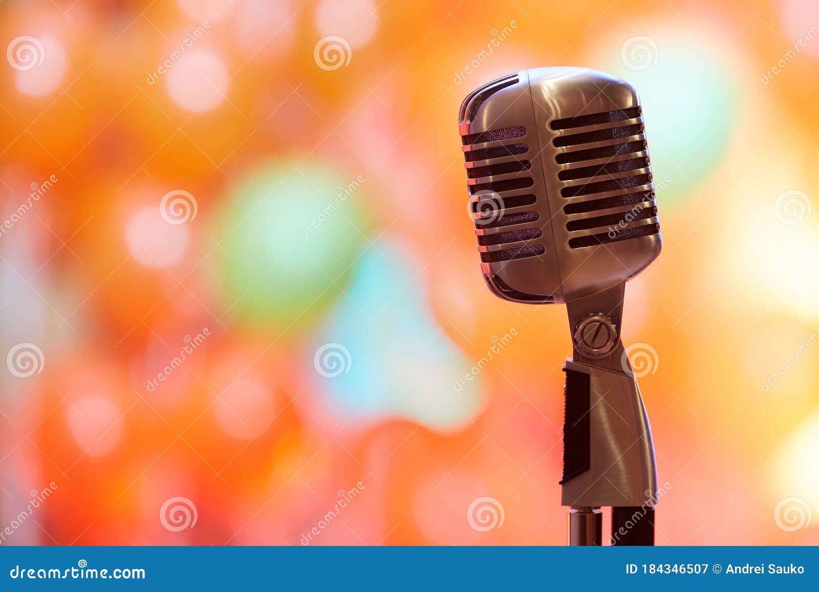 Retro Microphone on Orange Background Editorial Photography - Image of ...