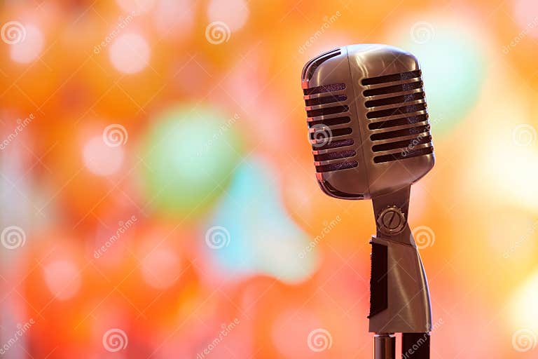 Retro Microphone on Orange Background Editorial Photography - Image of ...