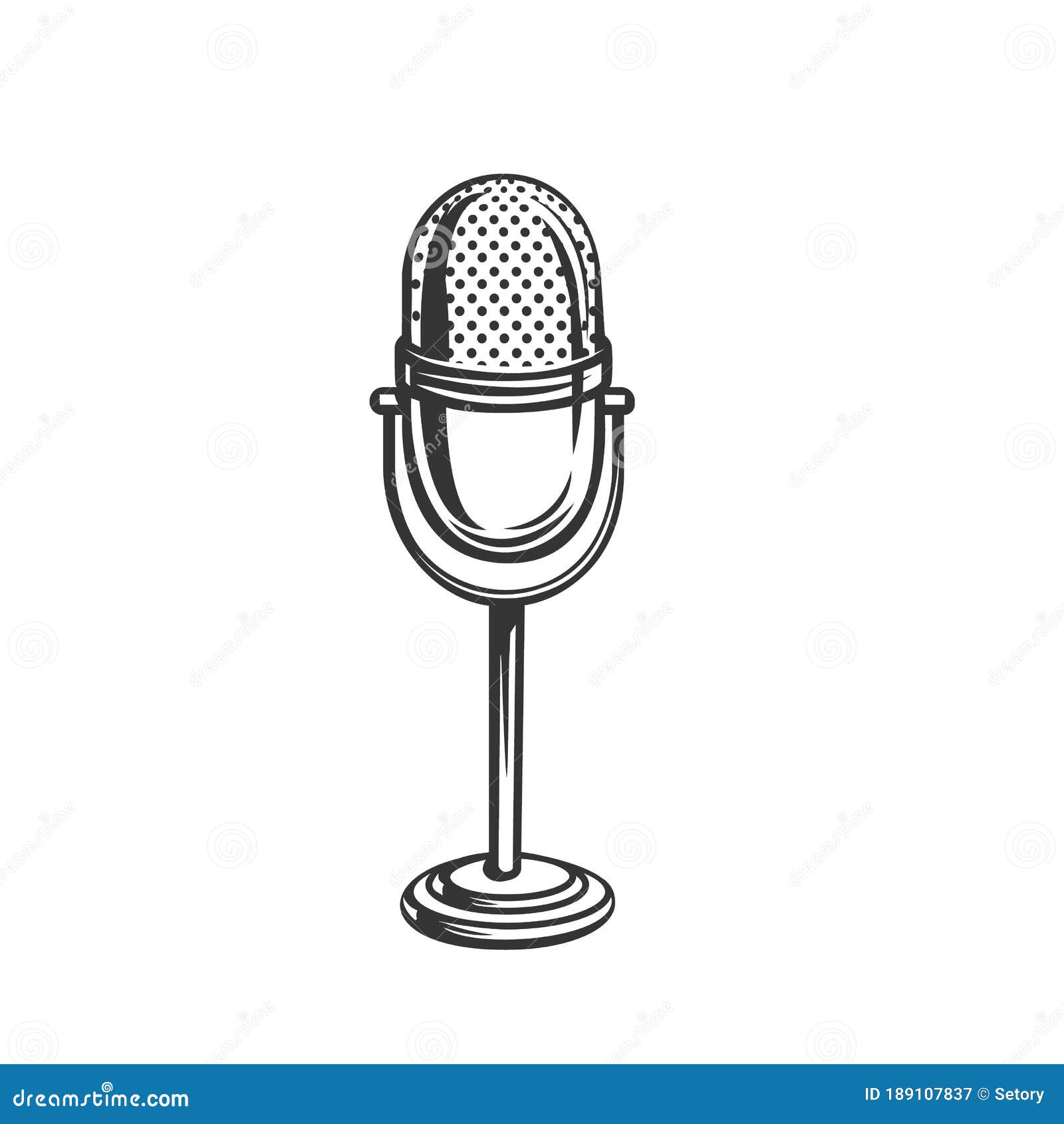 Retro Microphone Outline Icon. Stock Vector - Illustration of outline ...