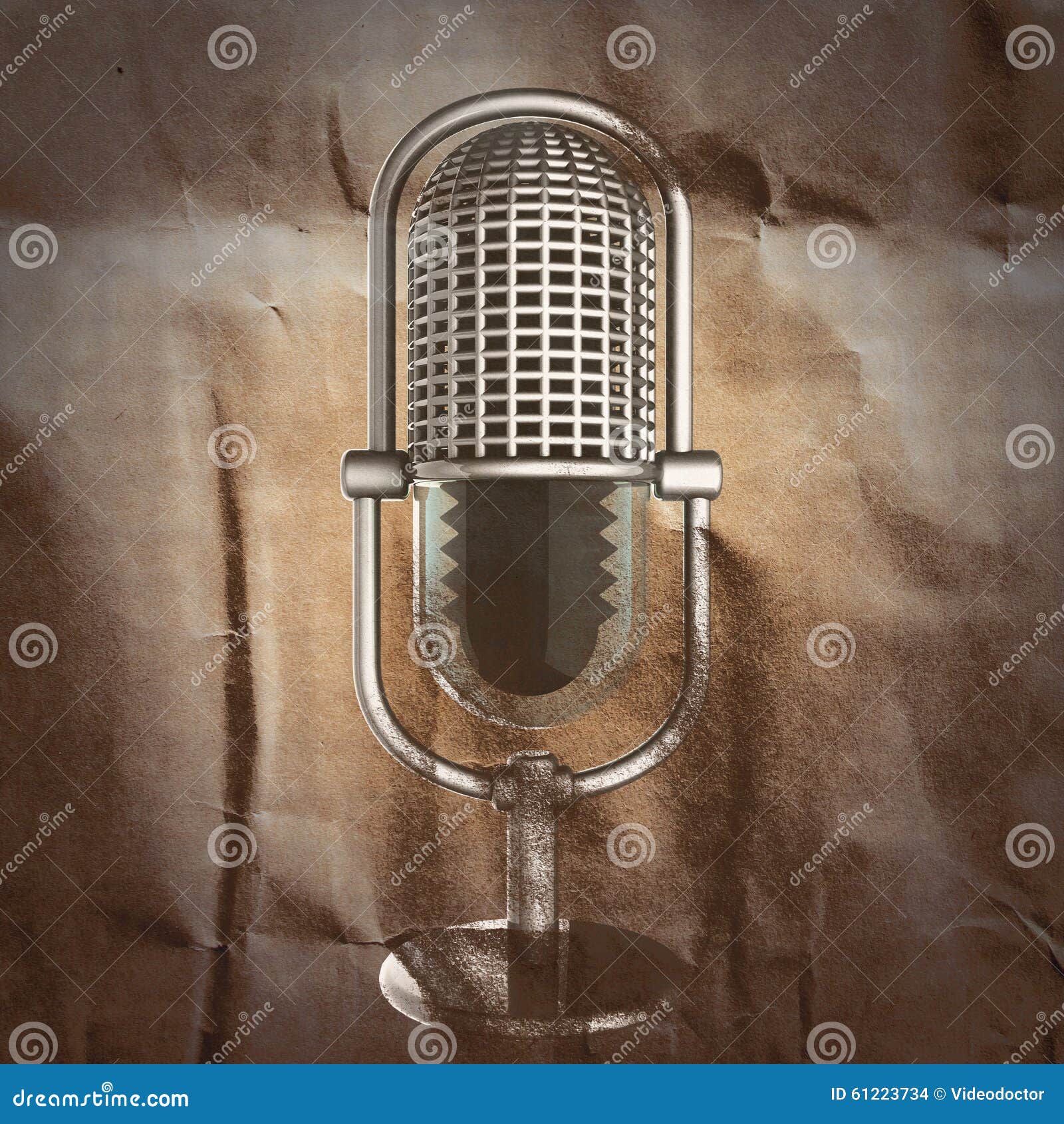 Retro Microphone Painted on Paper Stock Photo - Image of recording ...