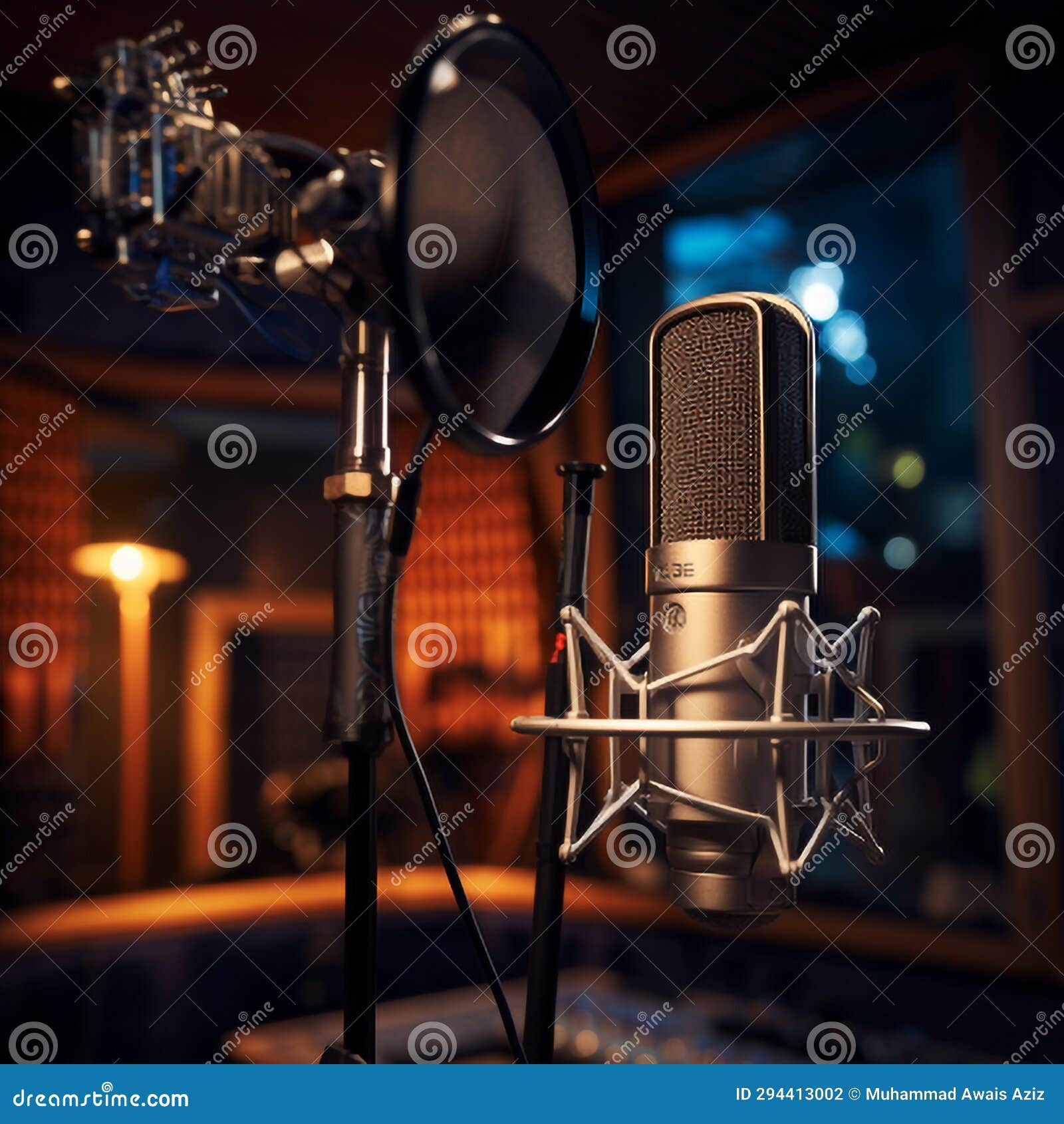 Retro Microphone in the Recording Studio Stock Illustration ...