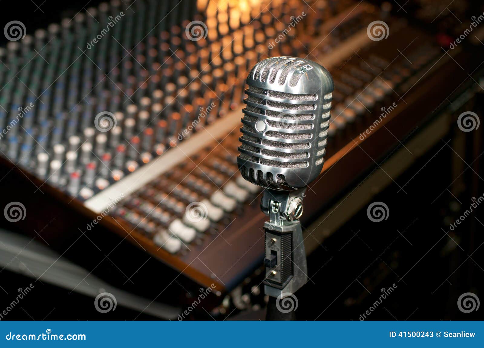 Retro Microphone in Recording Studio Stock Image - Image of blur, metal ...