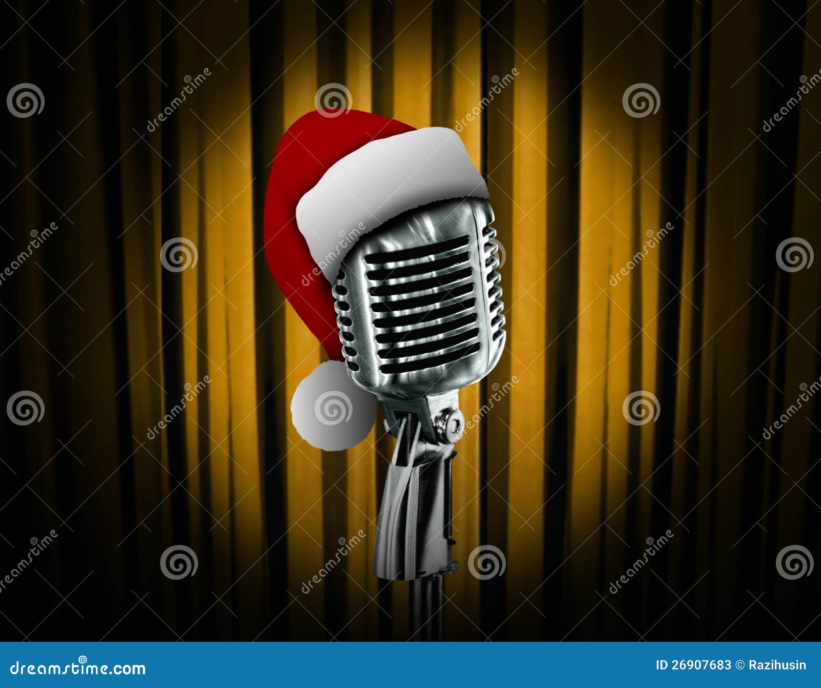 Retro Microphone and Red Curtain Stock Image - Image of vintage ...