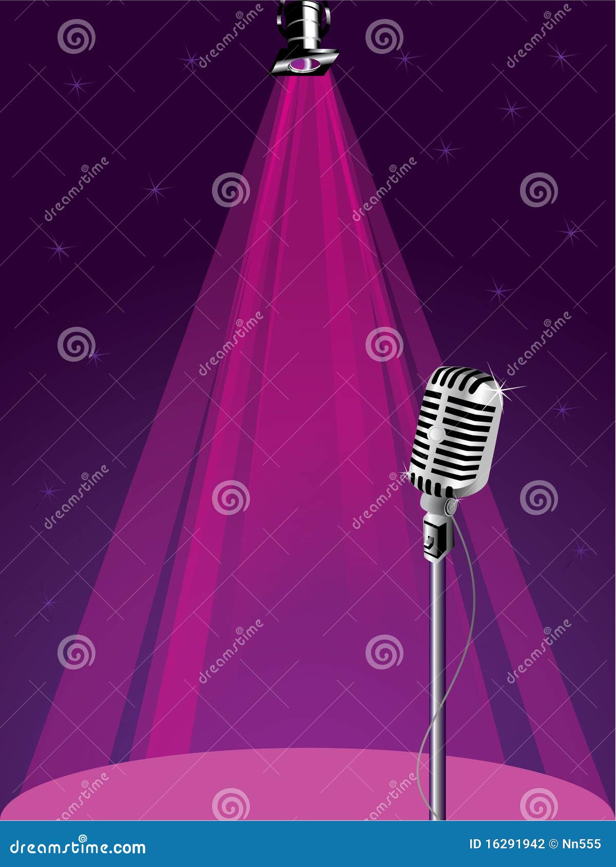 Retro Microphone and Spotlight Stock Vector - Illustration of musical ...