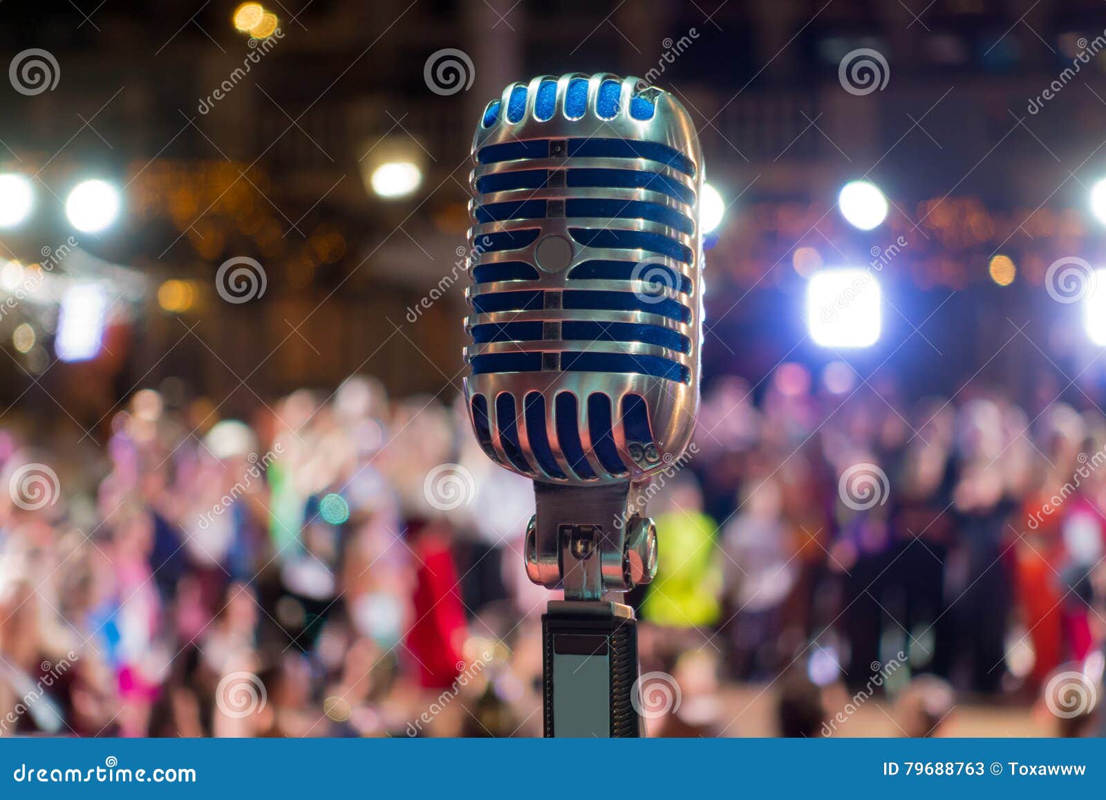 Retro Microphone on the Stage Stock Image - Image of stage, media: 79688763