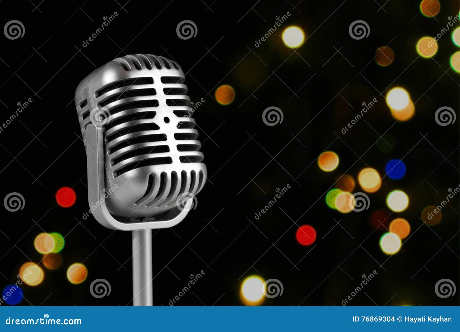 Retro Microphone with Stage Lights Stock Photo - Image of dynamic ...